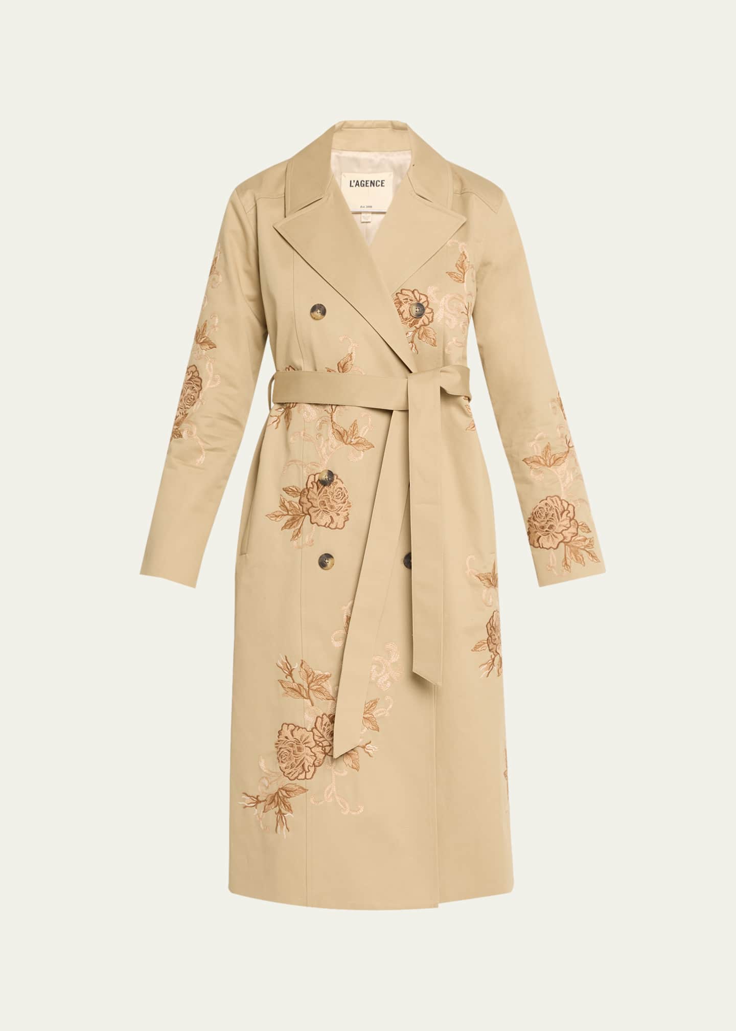 L'Agence Venus Embroidered Trench Coat - Bergdorf Goodman