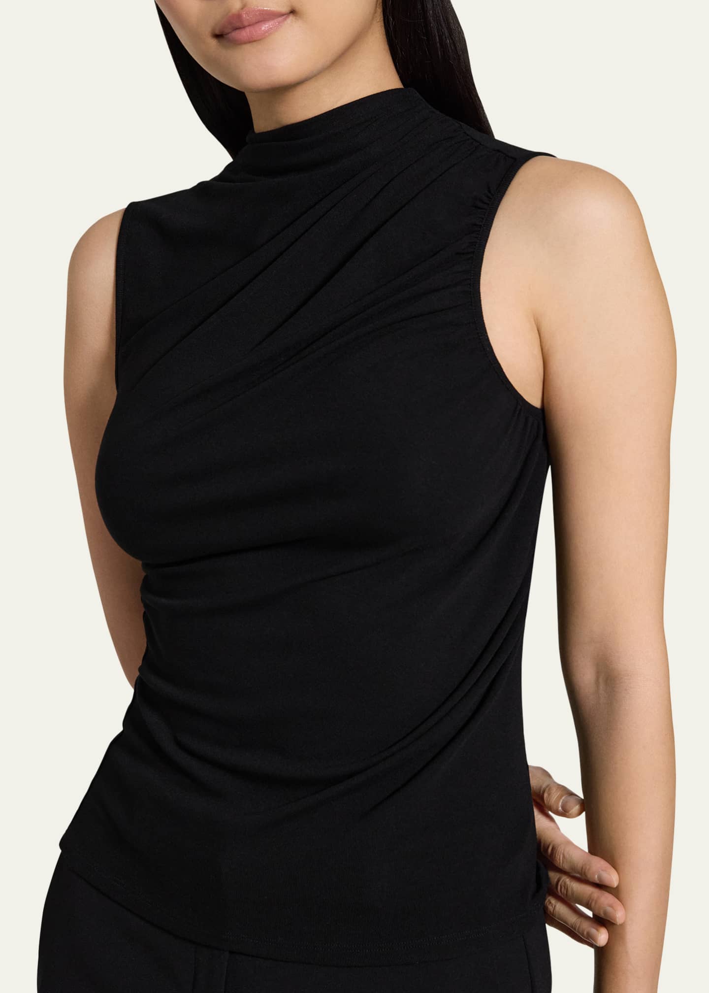 Theory Subtle Draped Mock-Neck Top - Bergdorf Goodman