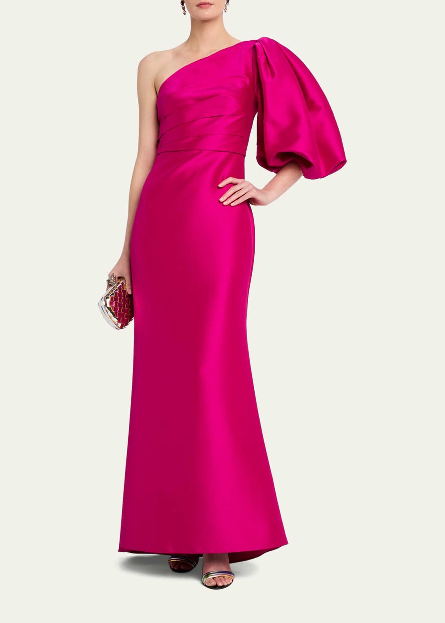 Badgley Mischka One-Shoulder Trumpet Gown - Bergdorf Goodman