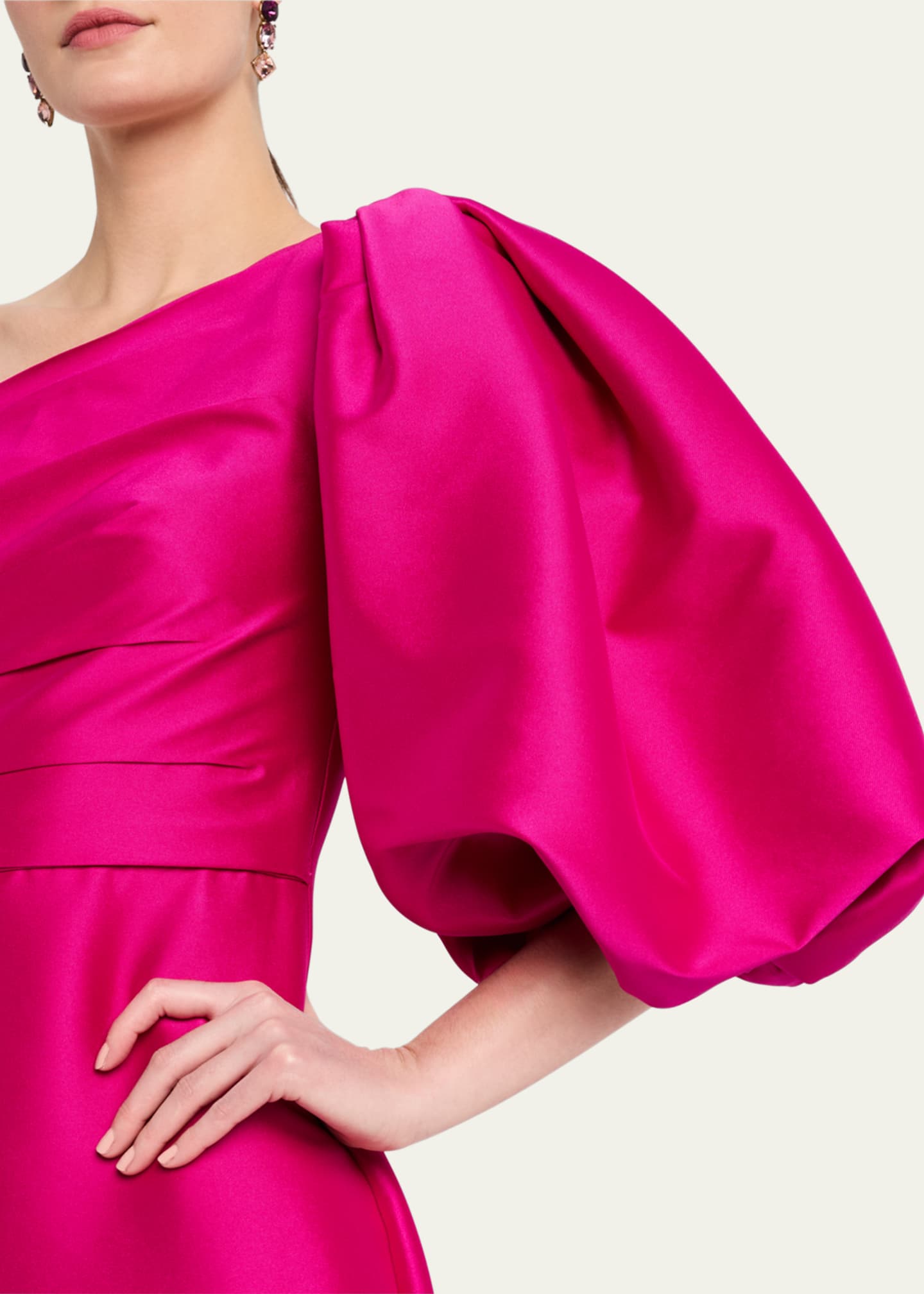 Badgley Mischka One-Shoulder Trumpet Gown - Bergdorf Goodman