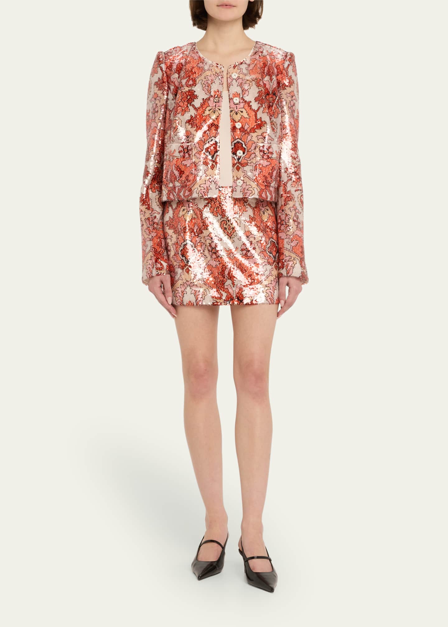 Cinq a Sept Juno Sequined Damask Mini Skirt - Bergdorf Goodman