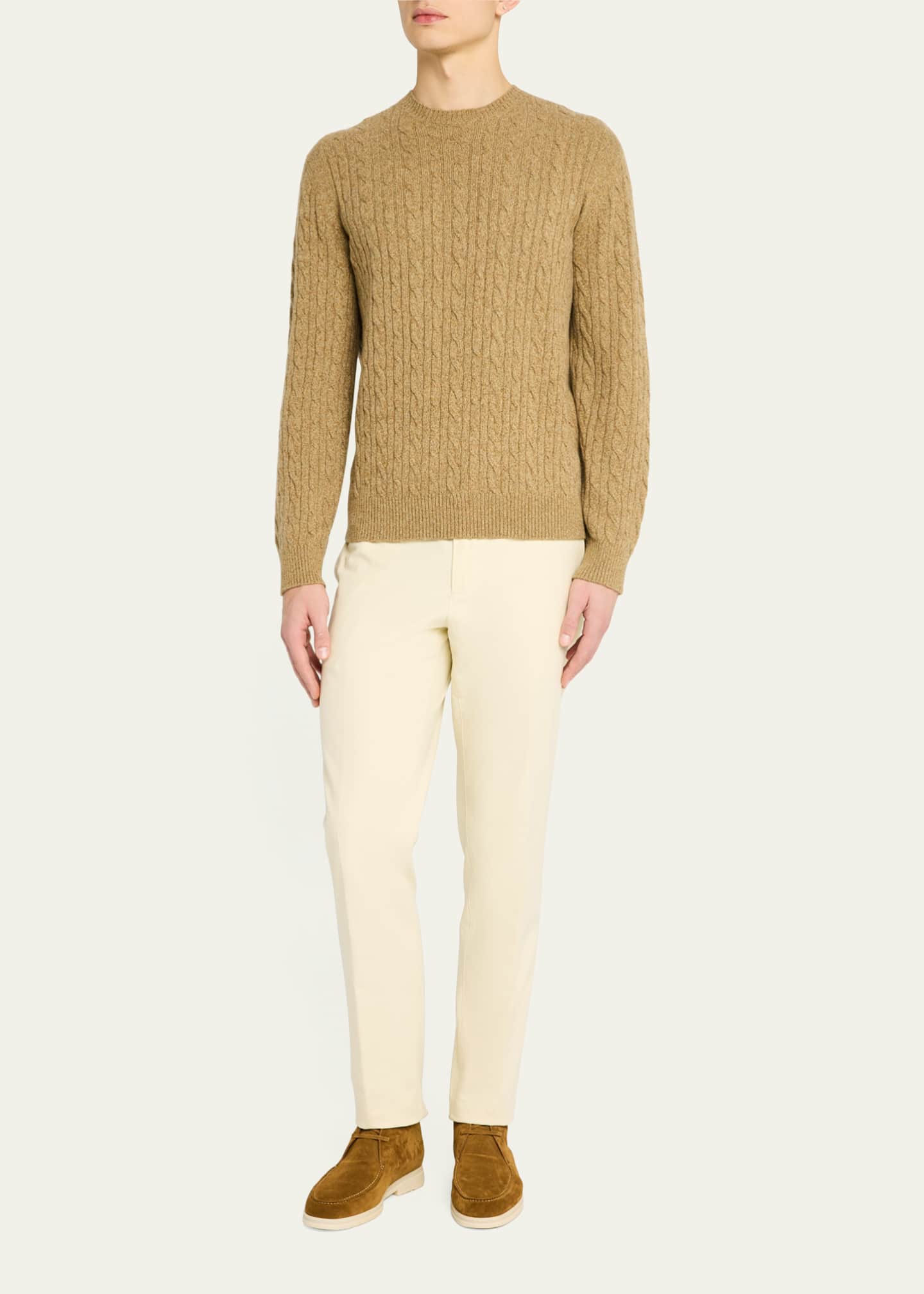 Loro Piana Men's Treccia Baby Cashmere Crewneck Sweater - Bergdorf Goodman