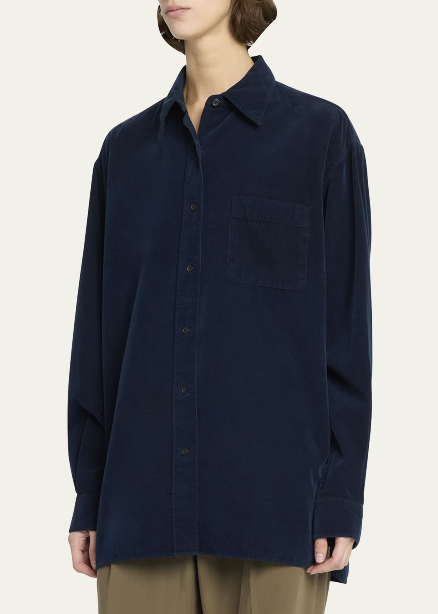 THE ROW Nesson Button Down Silk Shirt - Bergdorf Goodman