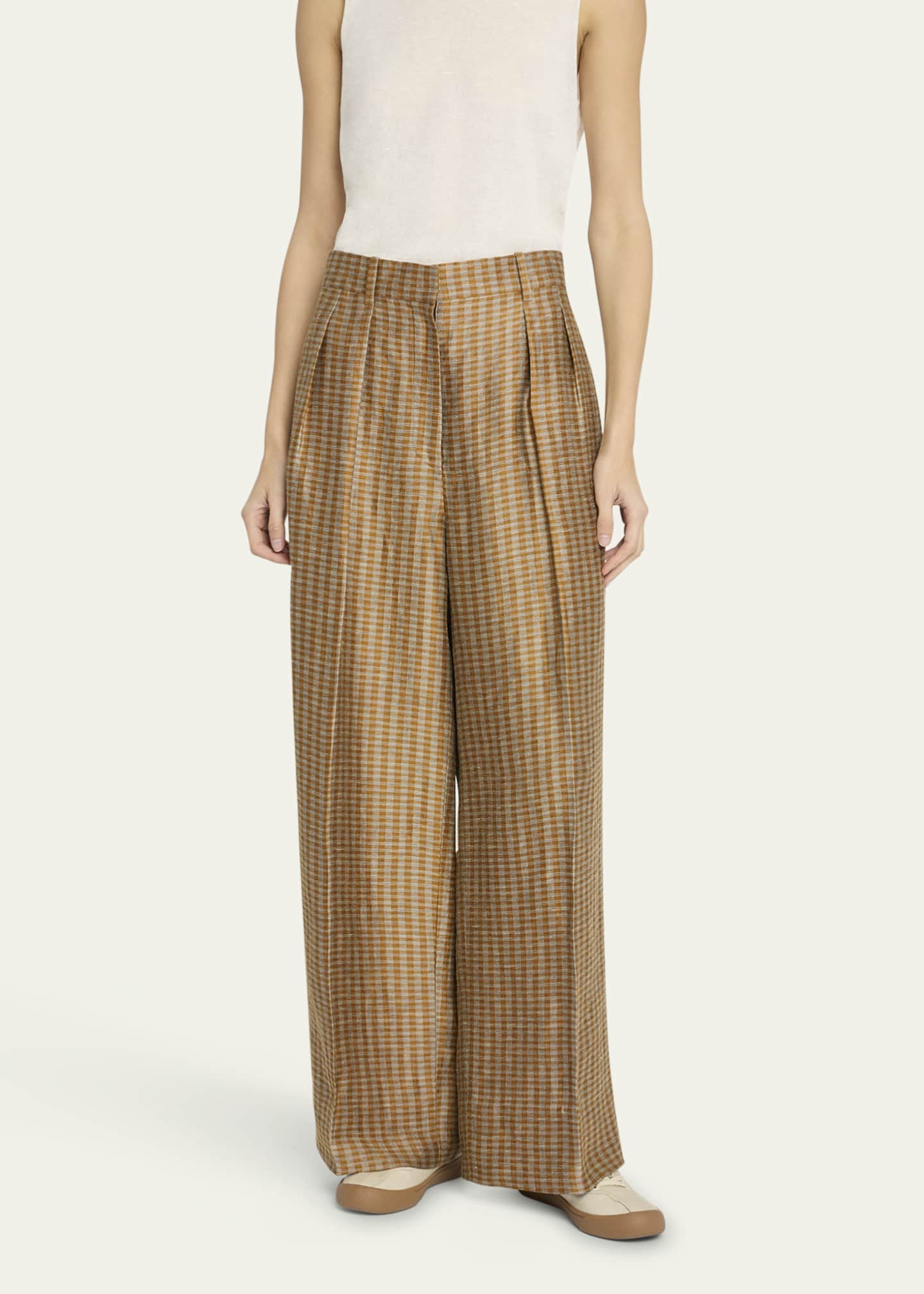 THE ROW Sherry Printed Wide Leg Linen Pants - Bergdorf Goodman