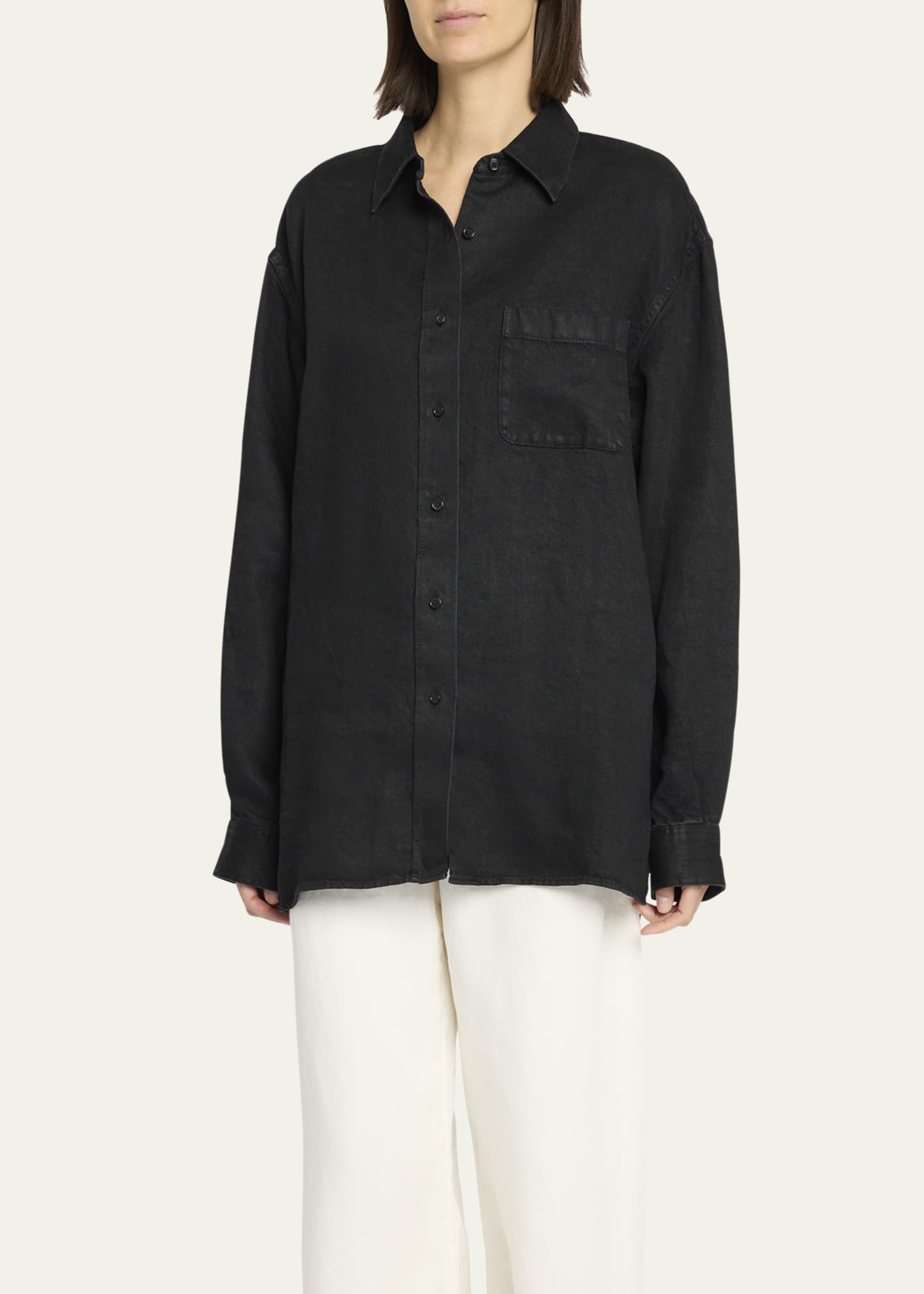 THE ROW Nesson Oversized Linen Button-Down Shirt - Bergdorf Goodman