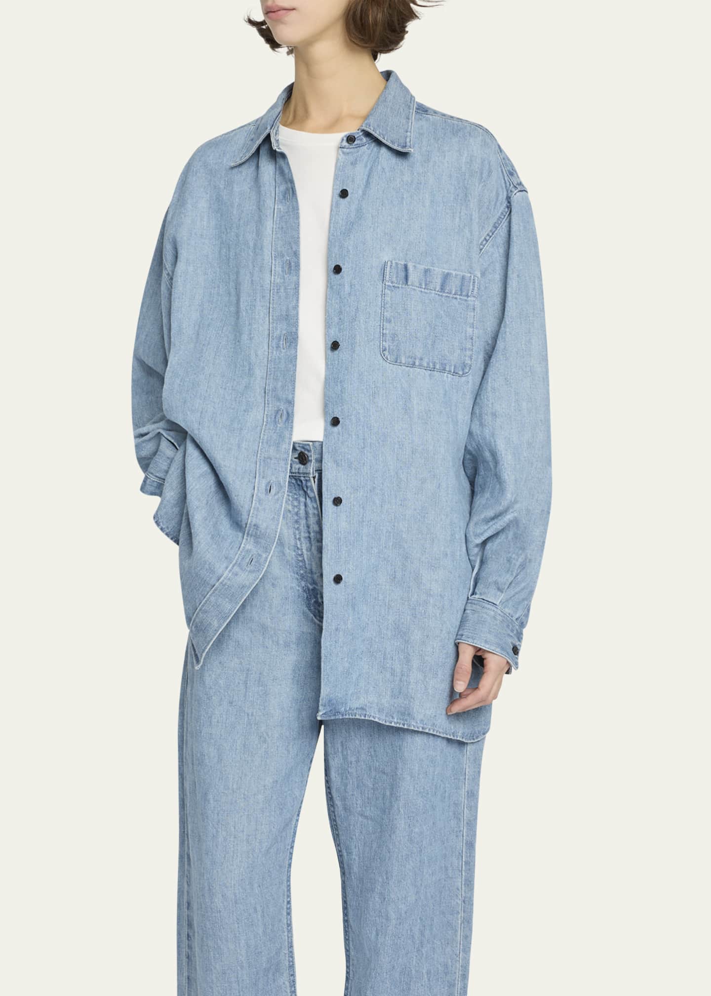 THE ROW Nesson Oversized Linen Button-Down Shirt - Bergdorf Goodman
