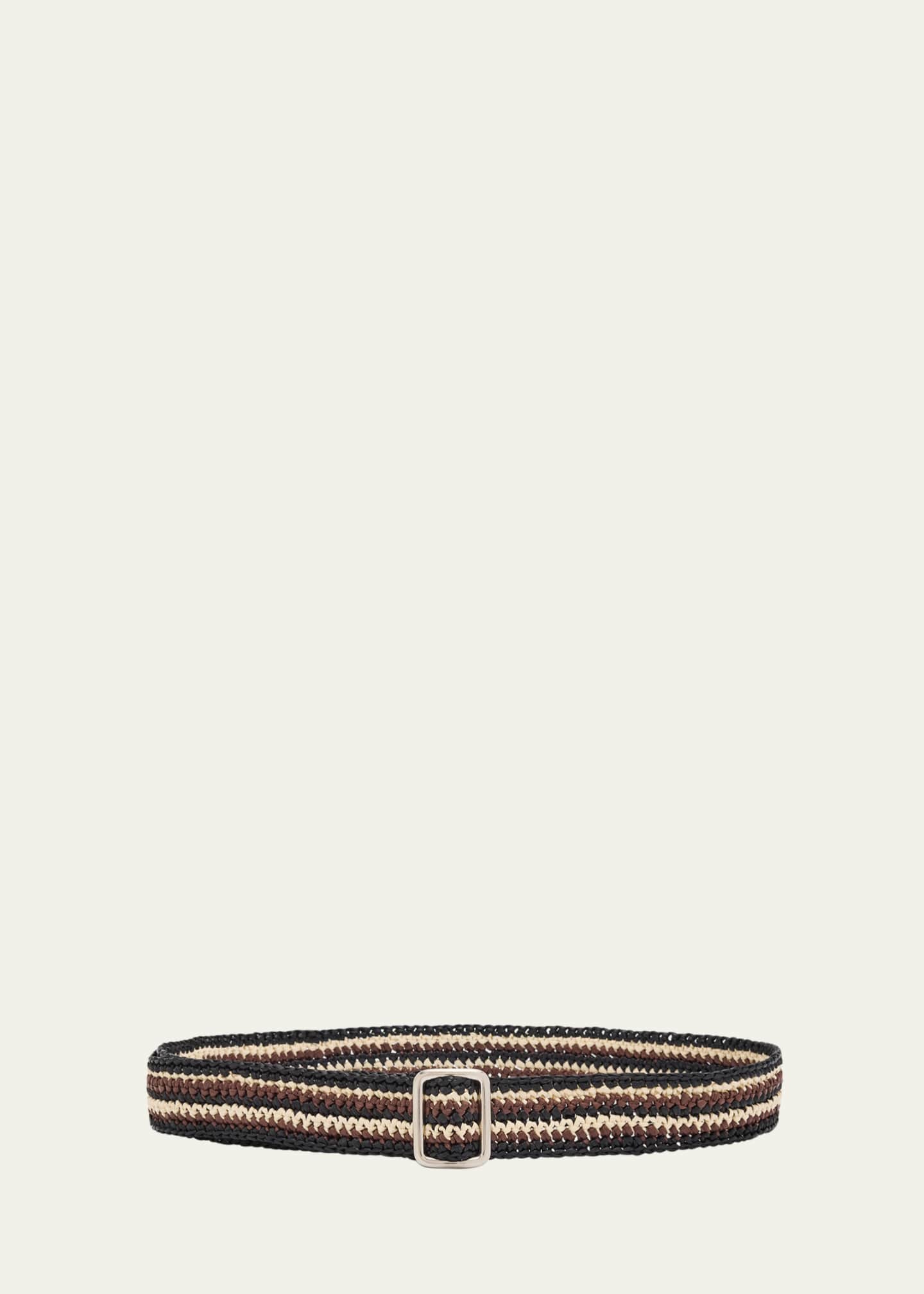 THE ROW Ara Striped Straw Belt - Bergdorf Goodman
