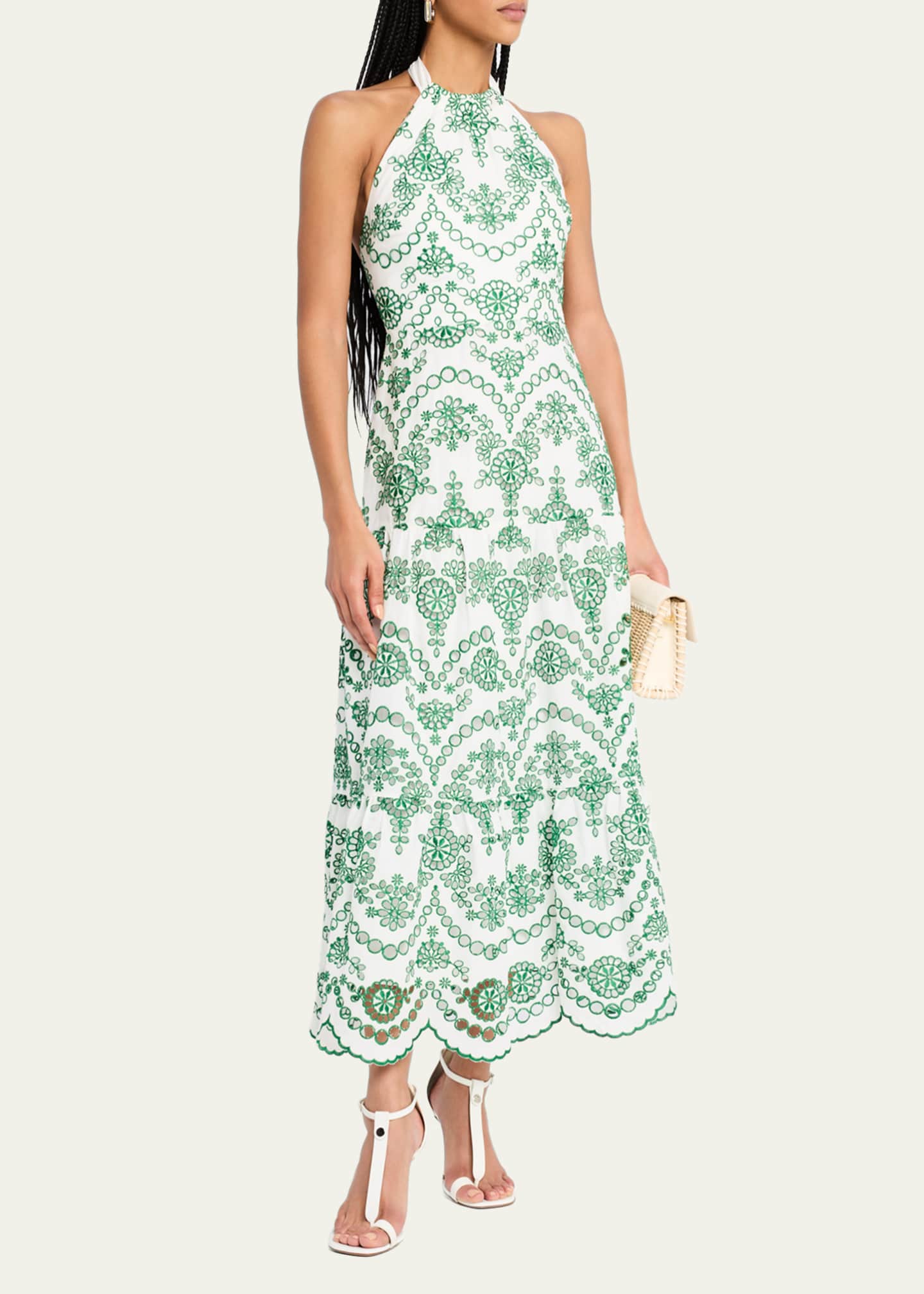 Milly Hayden Scalloped Eyelet Halter Maxi Dress - Bergdorf Goodman