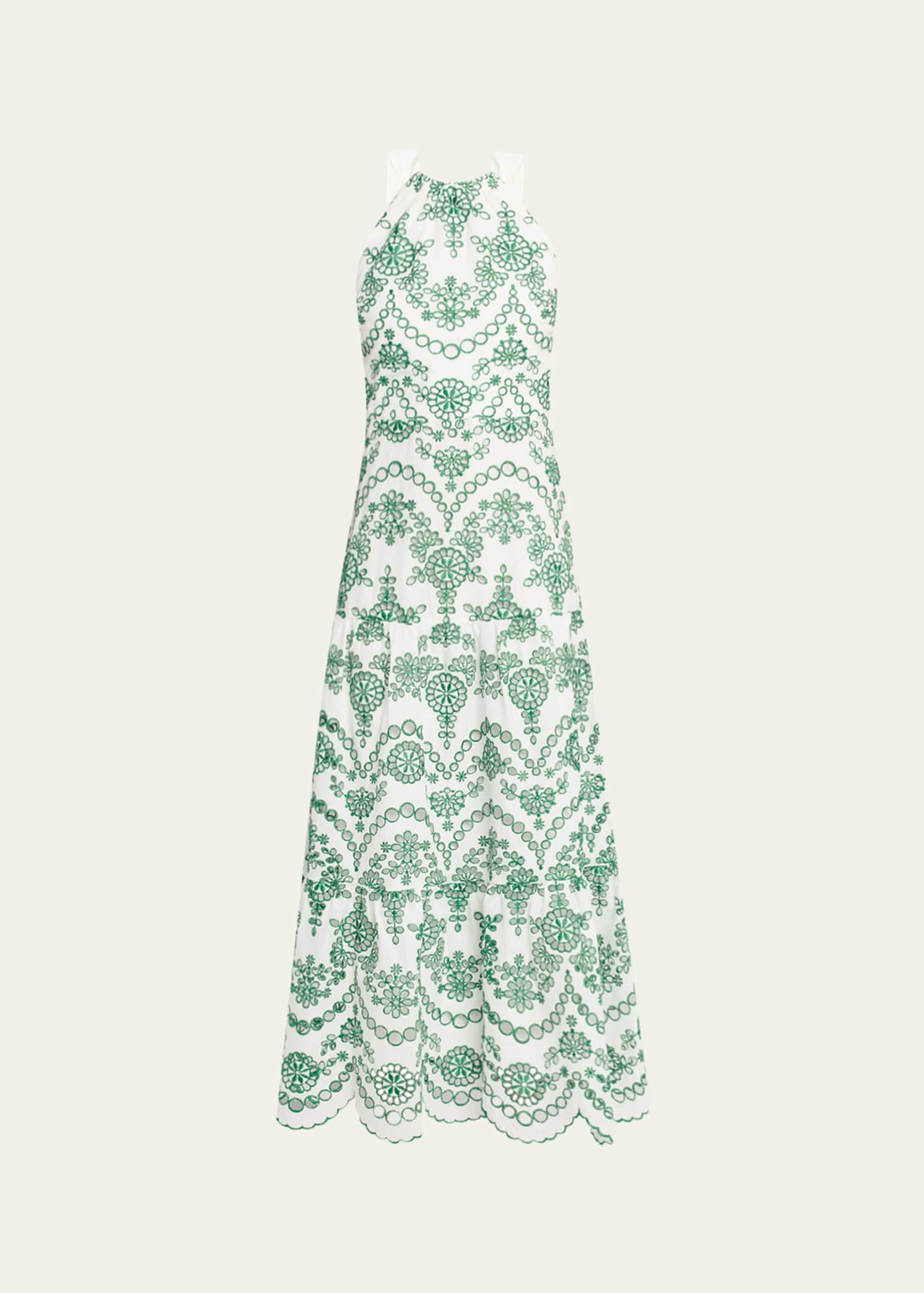 Milly Hayden Scalloped Eyelet Halter Maxi Dress - Bergdorf Goodman