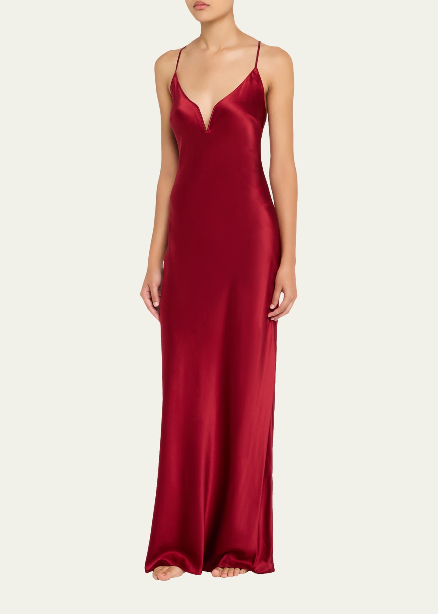 Livy Caspian Tiger-Embroidered Maxi Slip Dress - Bergdorf Goodman