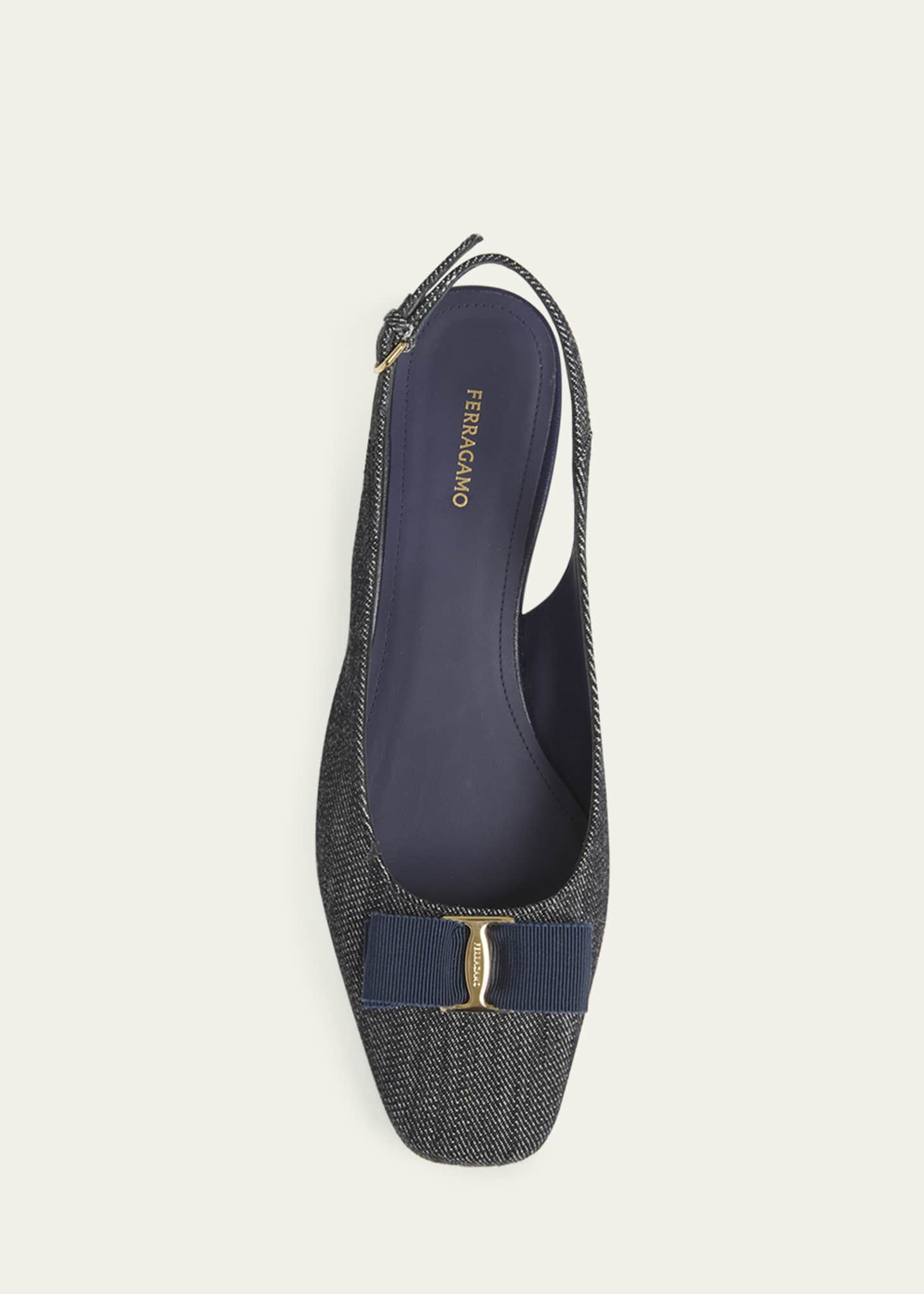 Ferragamo Rivada Denim Bow Slingback Pumps - Bergdorf Goodman