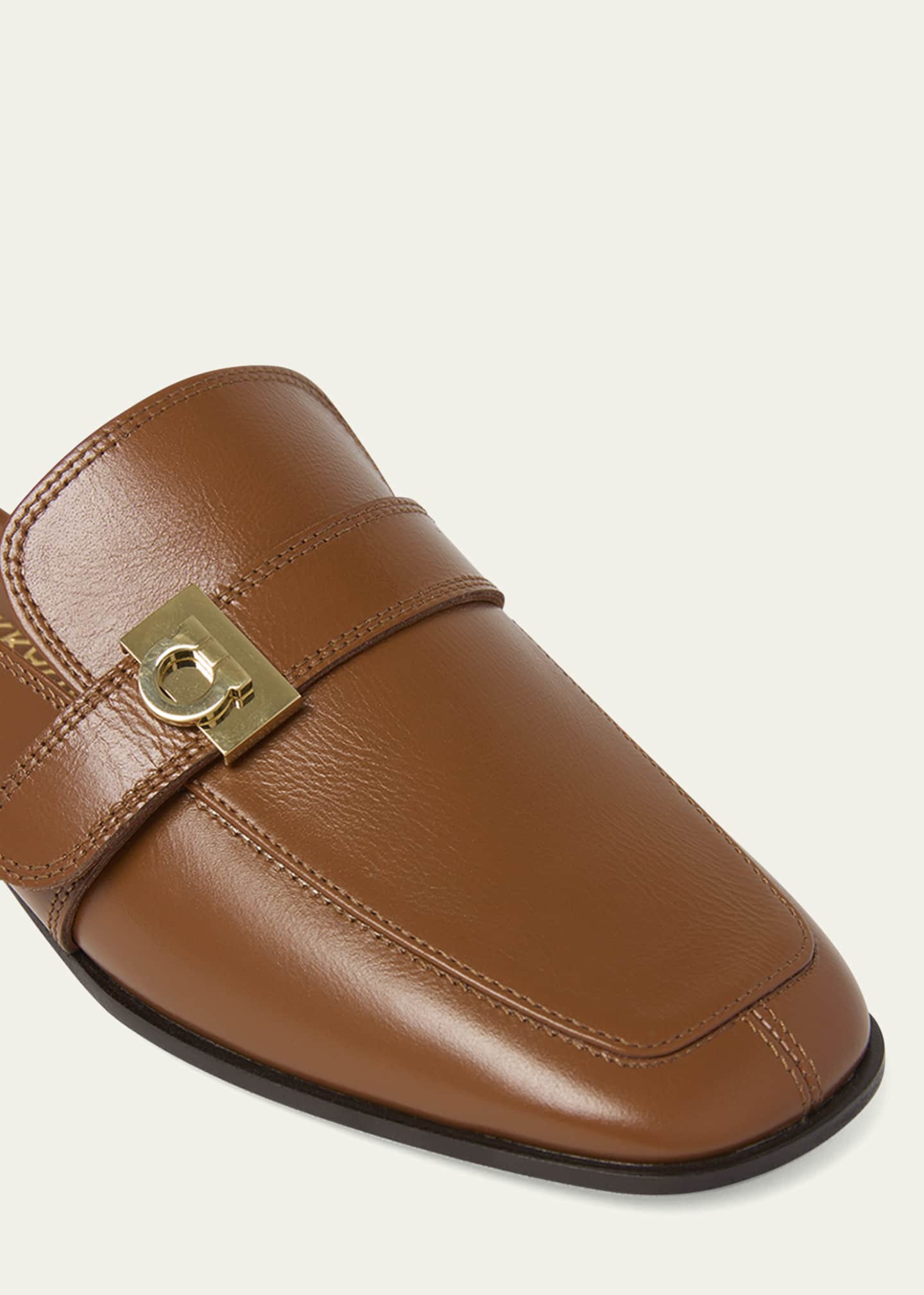 Ferragamo Mavira Leather Gancini Strap Loafer Mules - Bergdorf Goodman