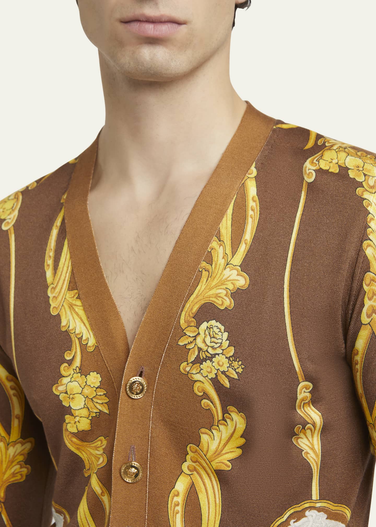 Versace Men's Silk Medusa Knit Cardigan - Bergdorf Goodman