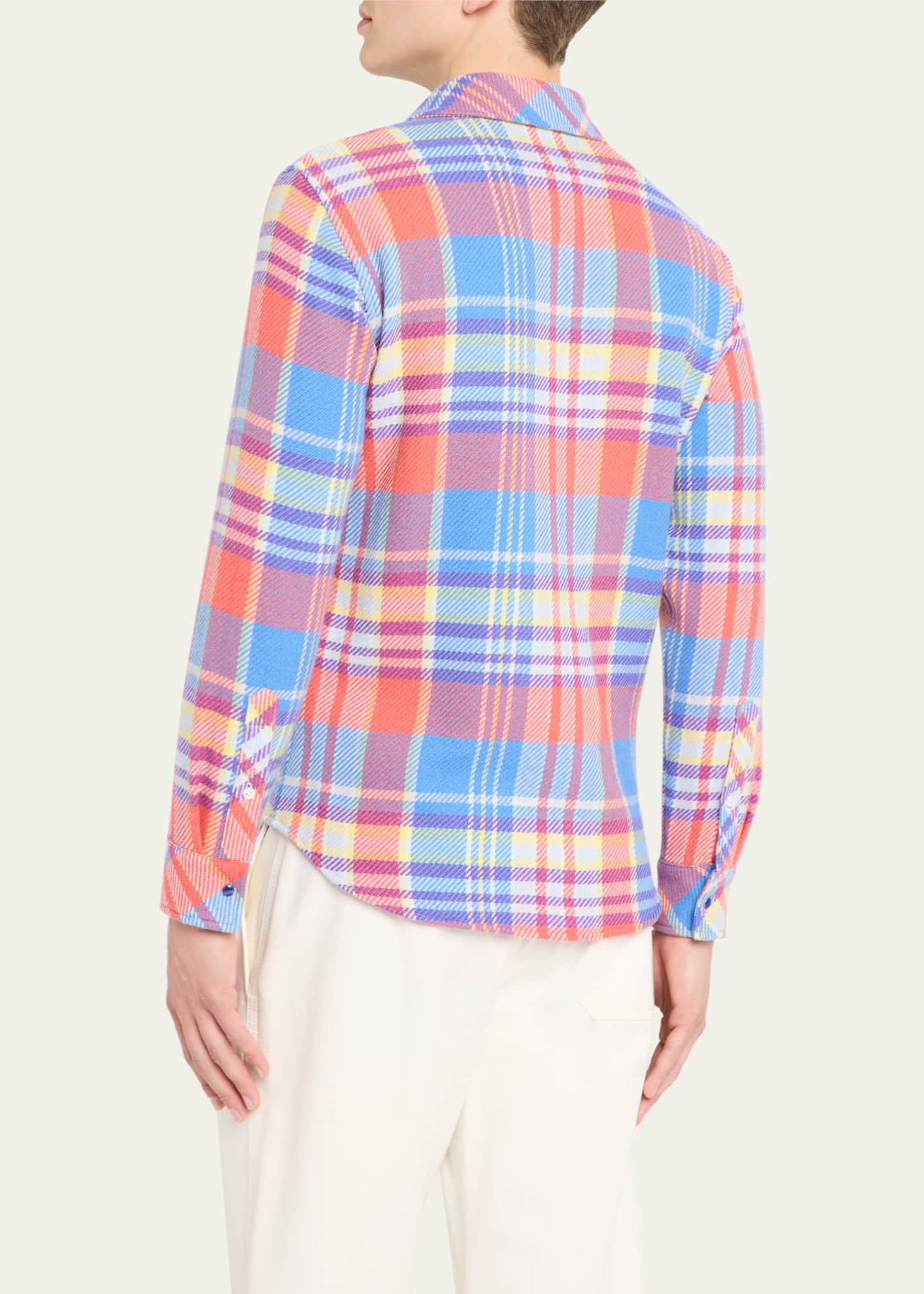 God's True Cashmere Men's Bright Plaid Sport Shirt with Lapis Lazuli ...