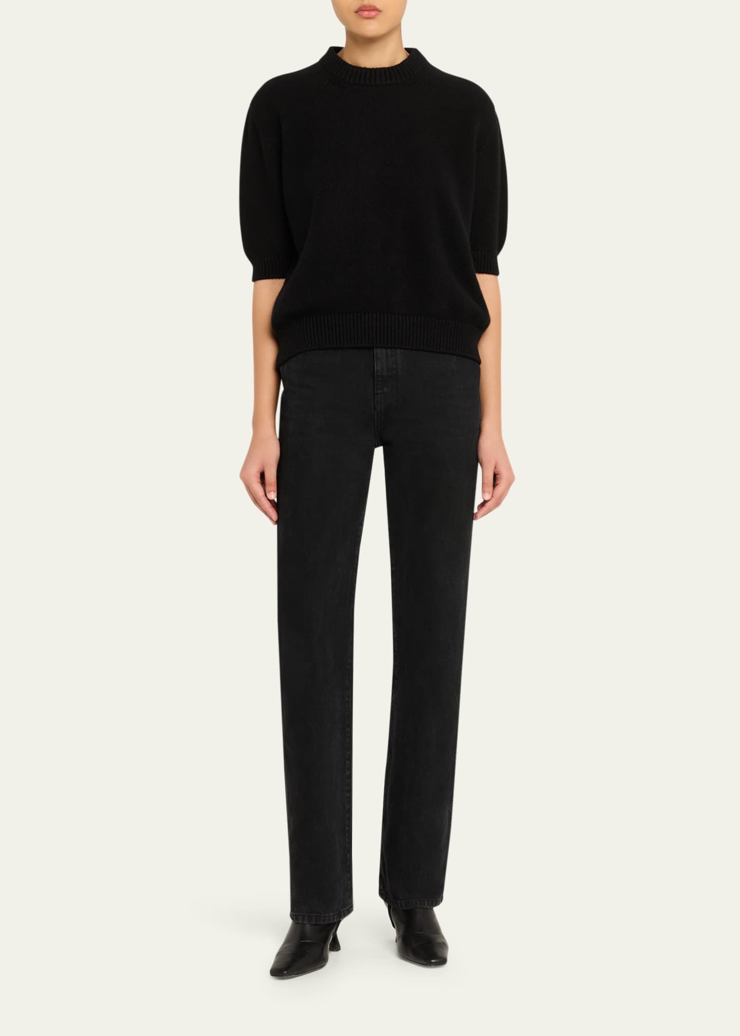 Khaite Davin Short-Sleeve Cashmere Sweater - Bergdorf Goodman