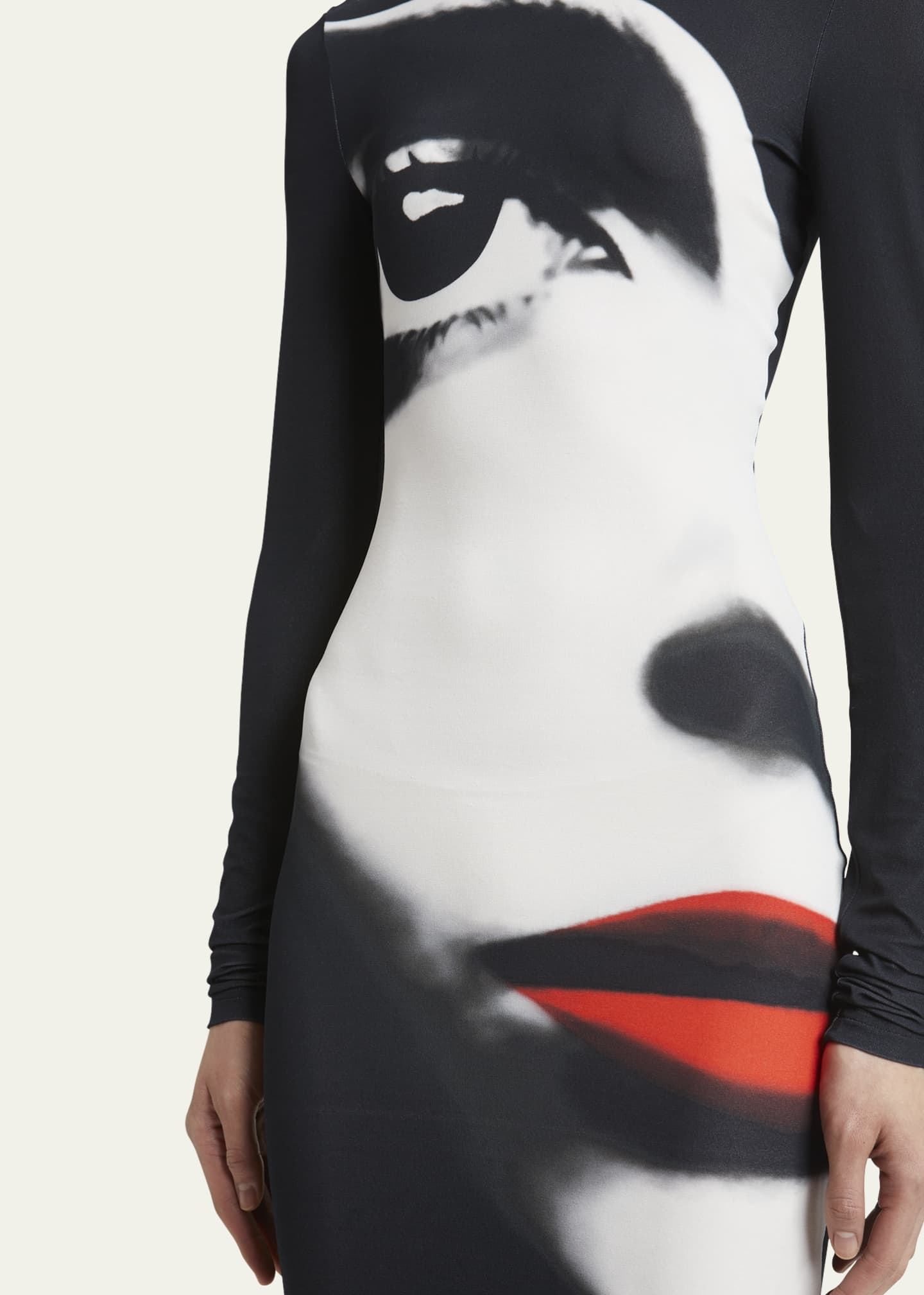 Balmain Long High-Neck Face Print Dress - Bergdorf Goodman