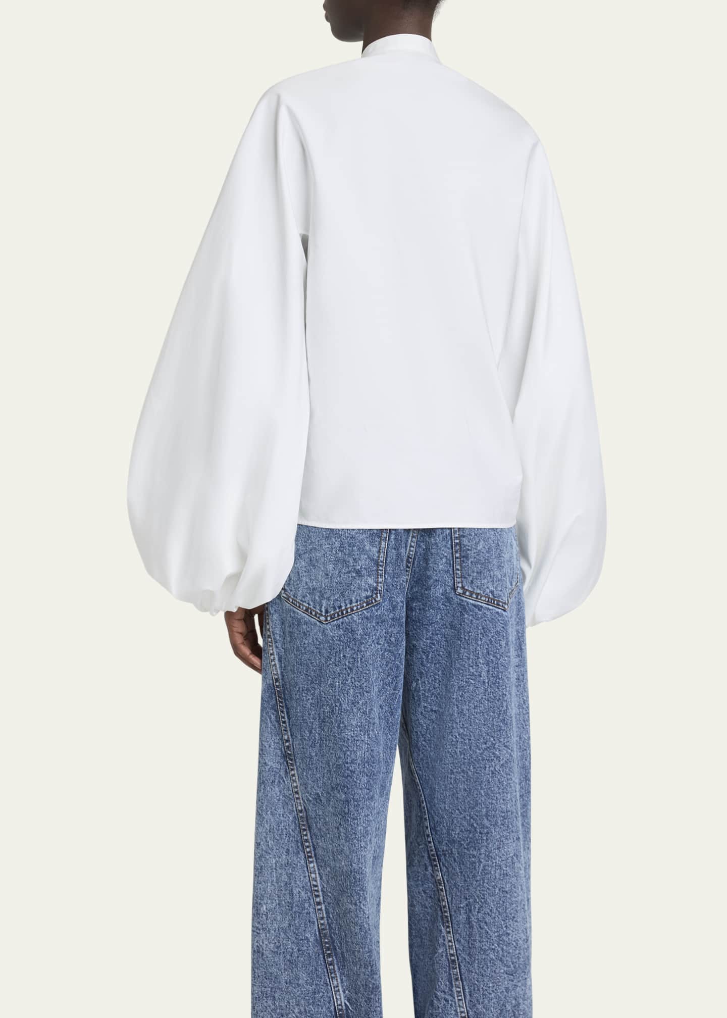 ALAIA Puff Sleeve Button Down Blouse - Bergdorf Goodman