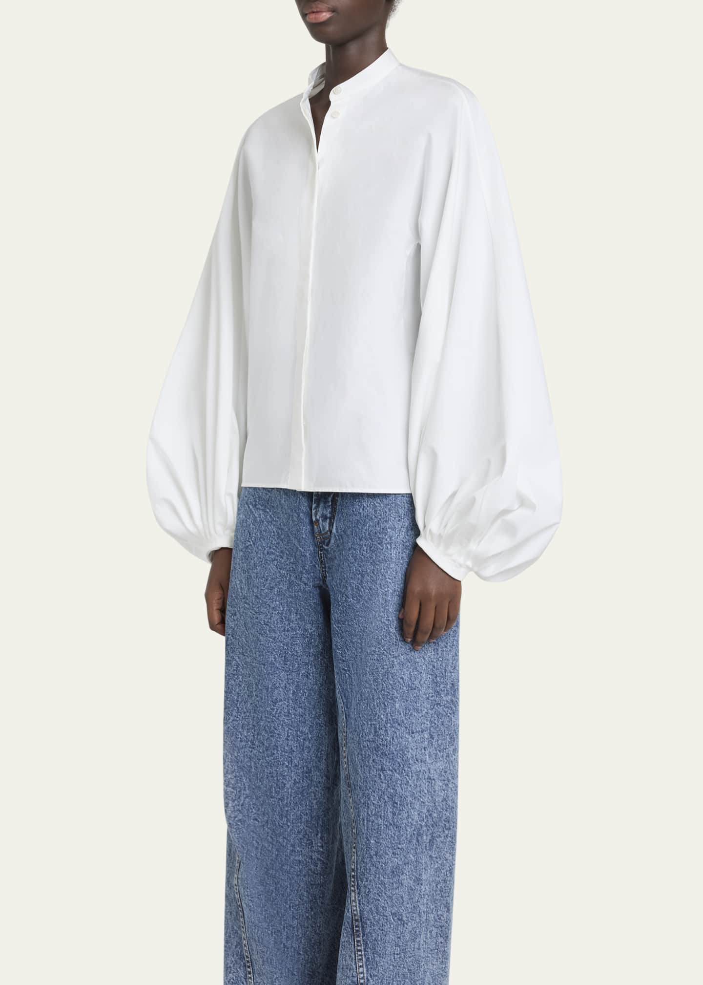 ALAIA Puff Sleeve Button Down Blouse - Bergdorf Goodman