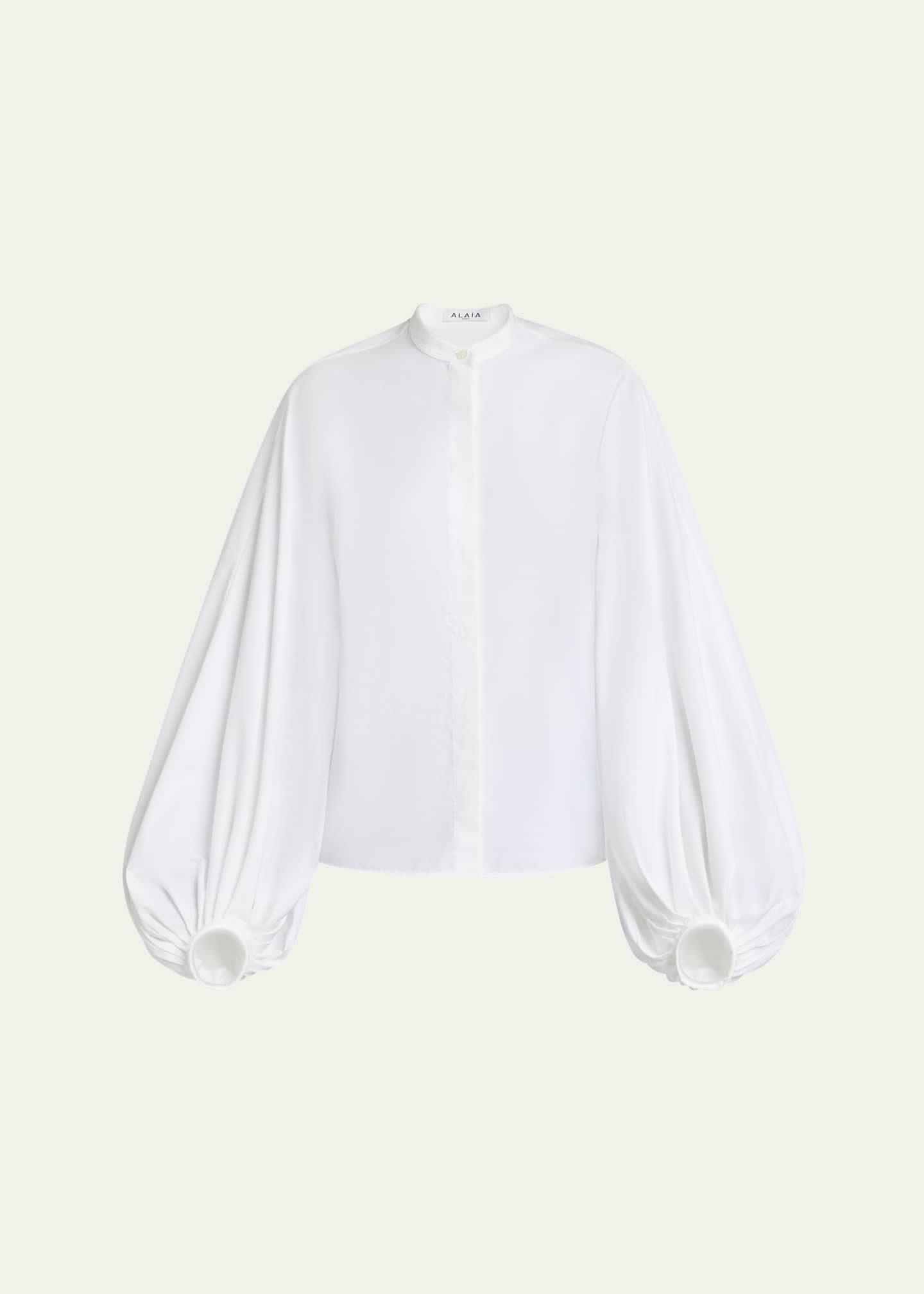 ALAIA Puff Sleeve Button Down Blouse - Bergdorf Goodman