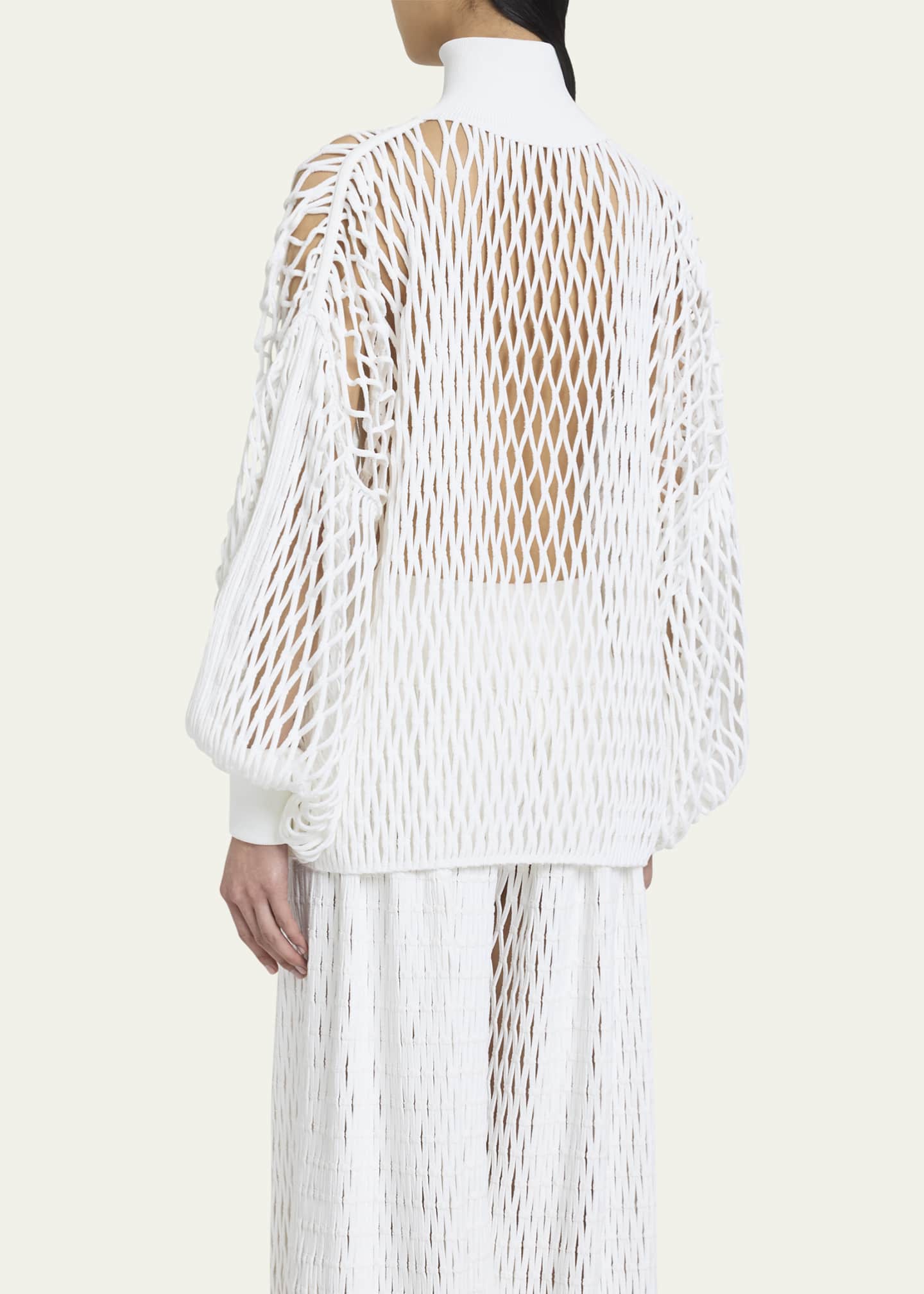 ALAIA Macrame Knit High-Neck Sweater - Bergdorf Goodman