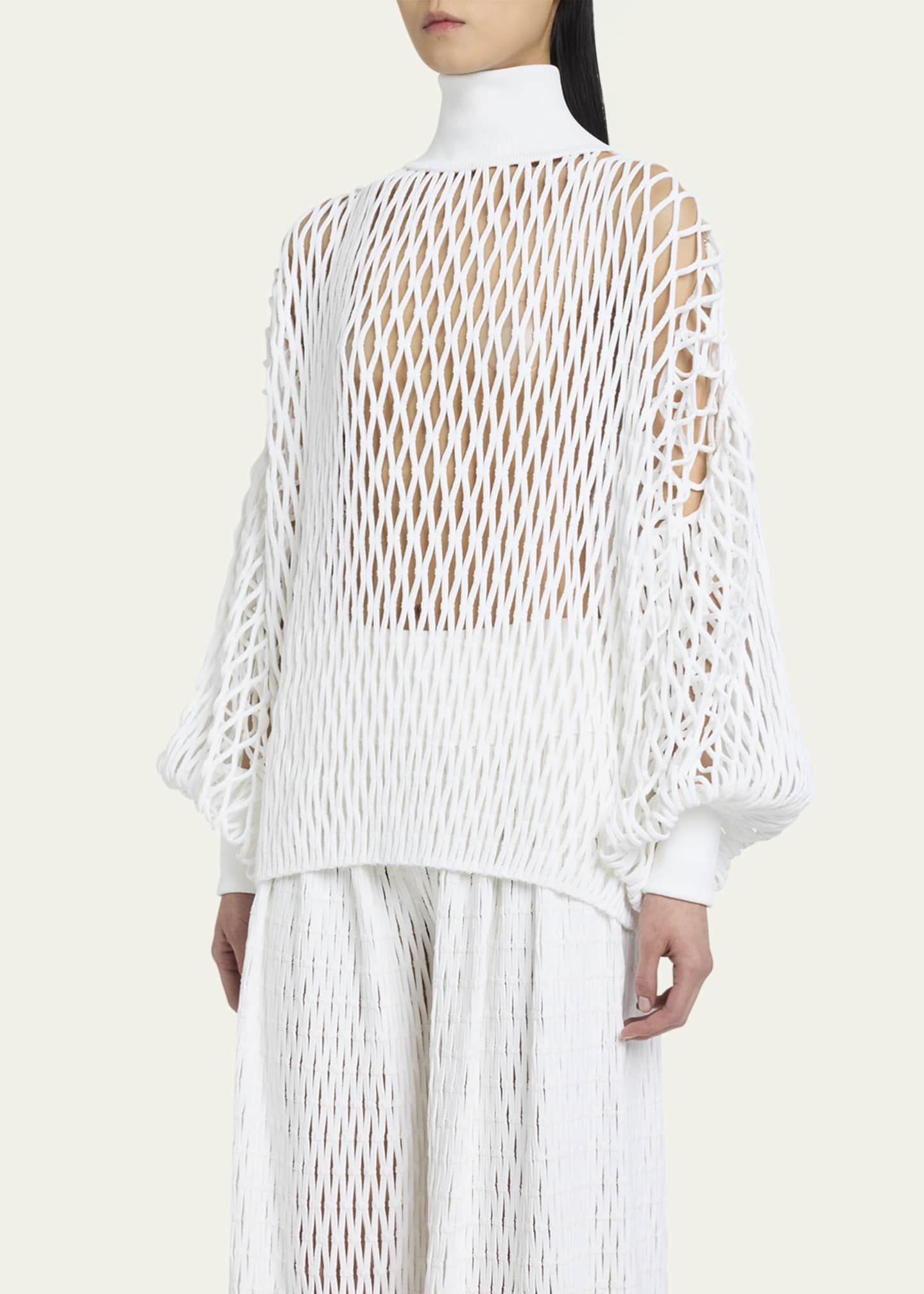 ALAIA Macrame Knit High-Neck Sweater - Bergdorf Goodman