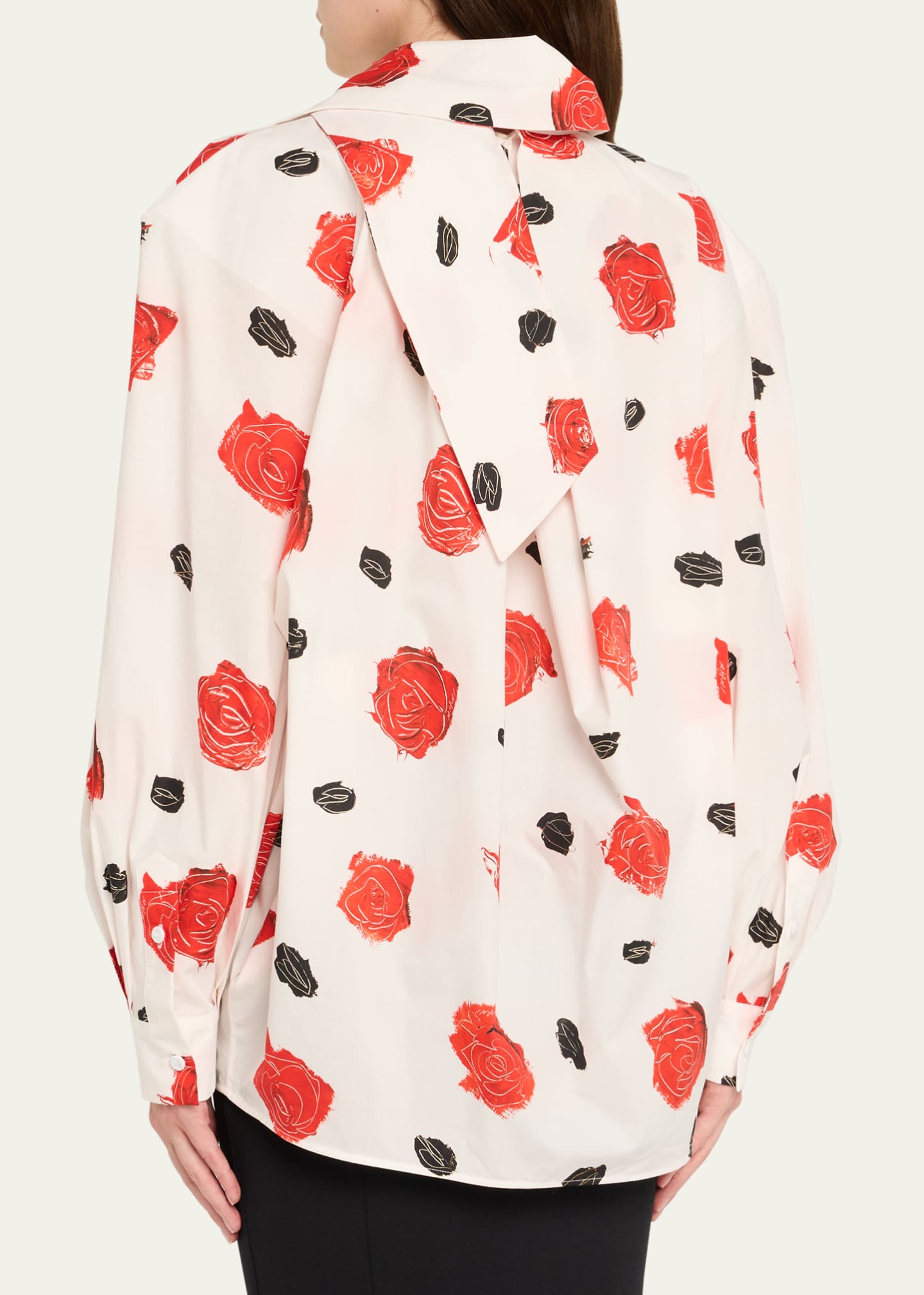 Marni Rose-Print Scarf Oversized Balloon Top - Bergdorf Goodman