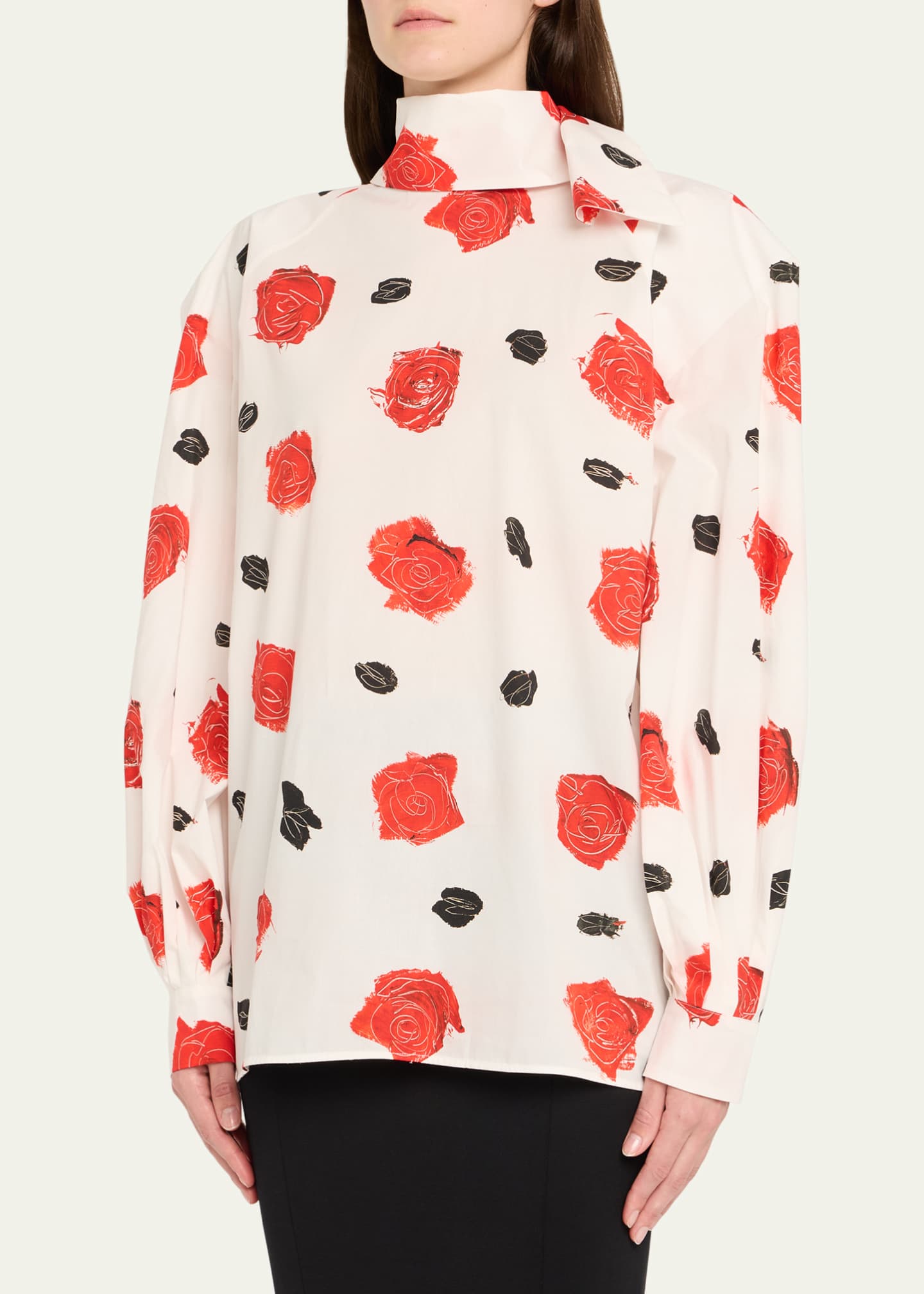 Marni Rose-Print Scarf Oversized Balloon Top - Bergdorf Goodman