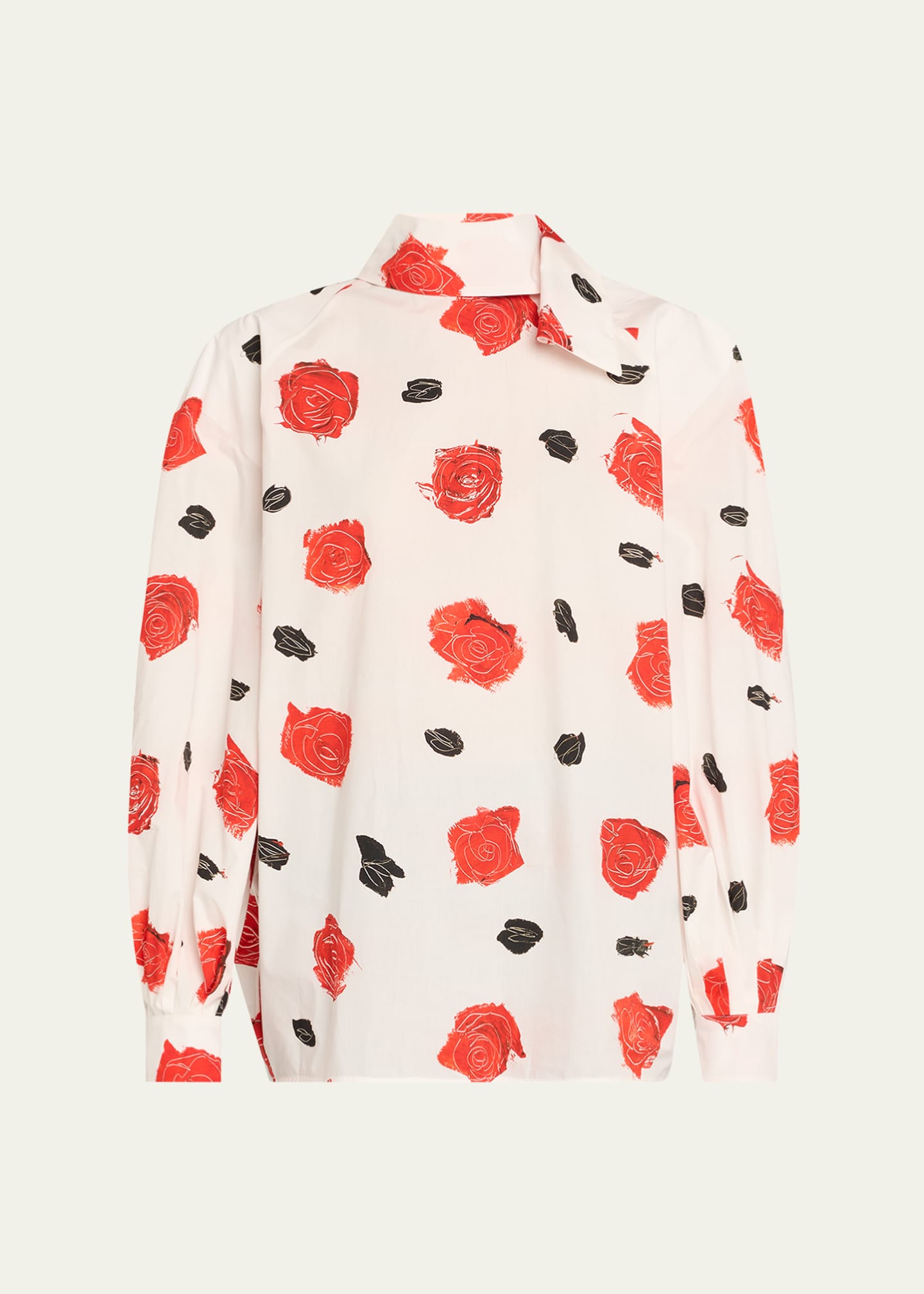 Marni Rose-Print Scarf Oversized Balloon Top - Bergdorf Goodman