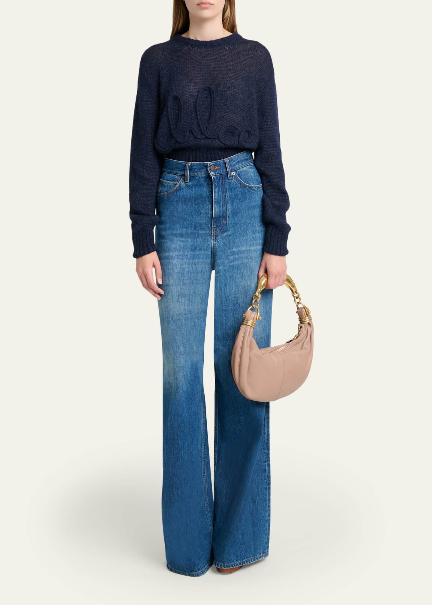 Chloe Logo Embroidered Alpaca Wool Sweater - Bergdorf Goodman