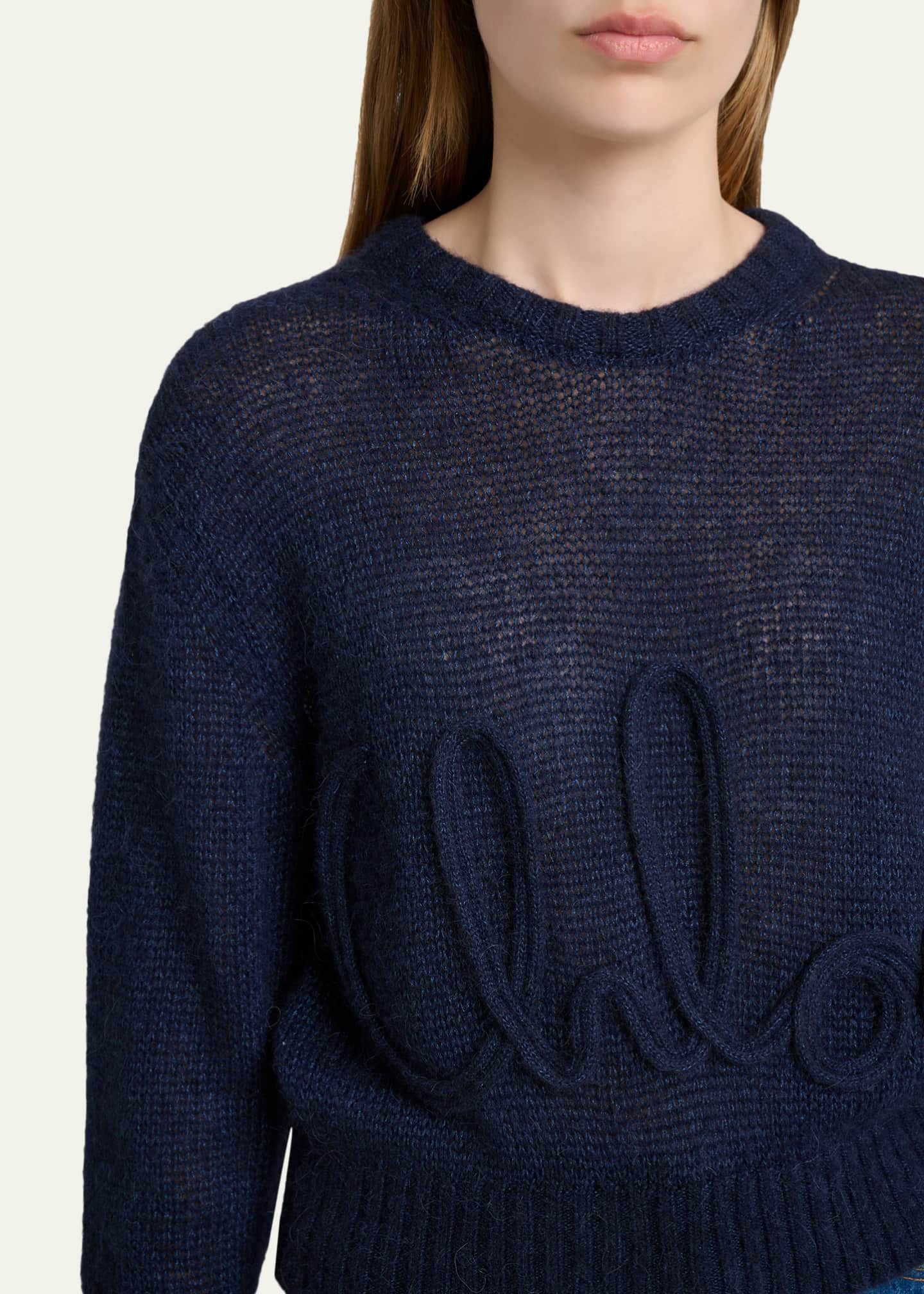 Chloe Logo Embroidered Alpaca Wool Sweater - Bergdorf Goodman