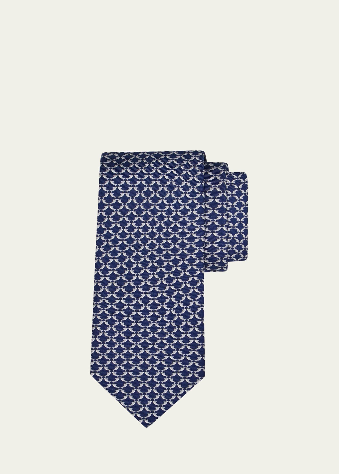Ferragamo Men's Geometric Fish-Print Tie - Bergdorf Goodman