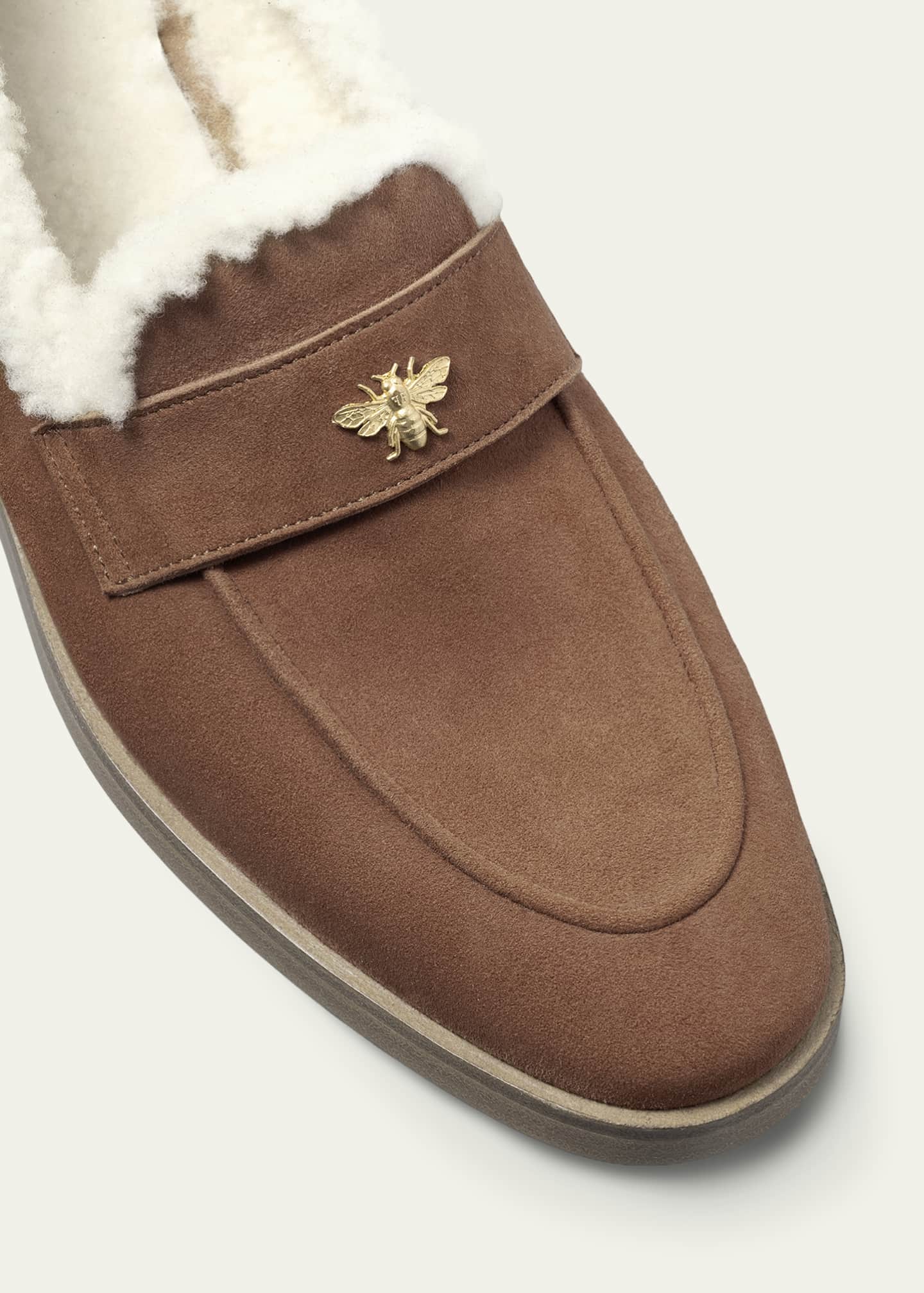 Bougeotte Flaneur Lofty Shearling-Lined Suede Penny Loafers - Bergdorf ...