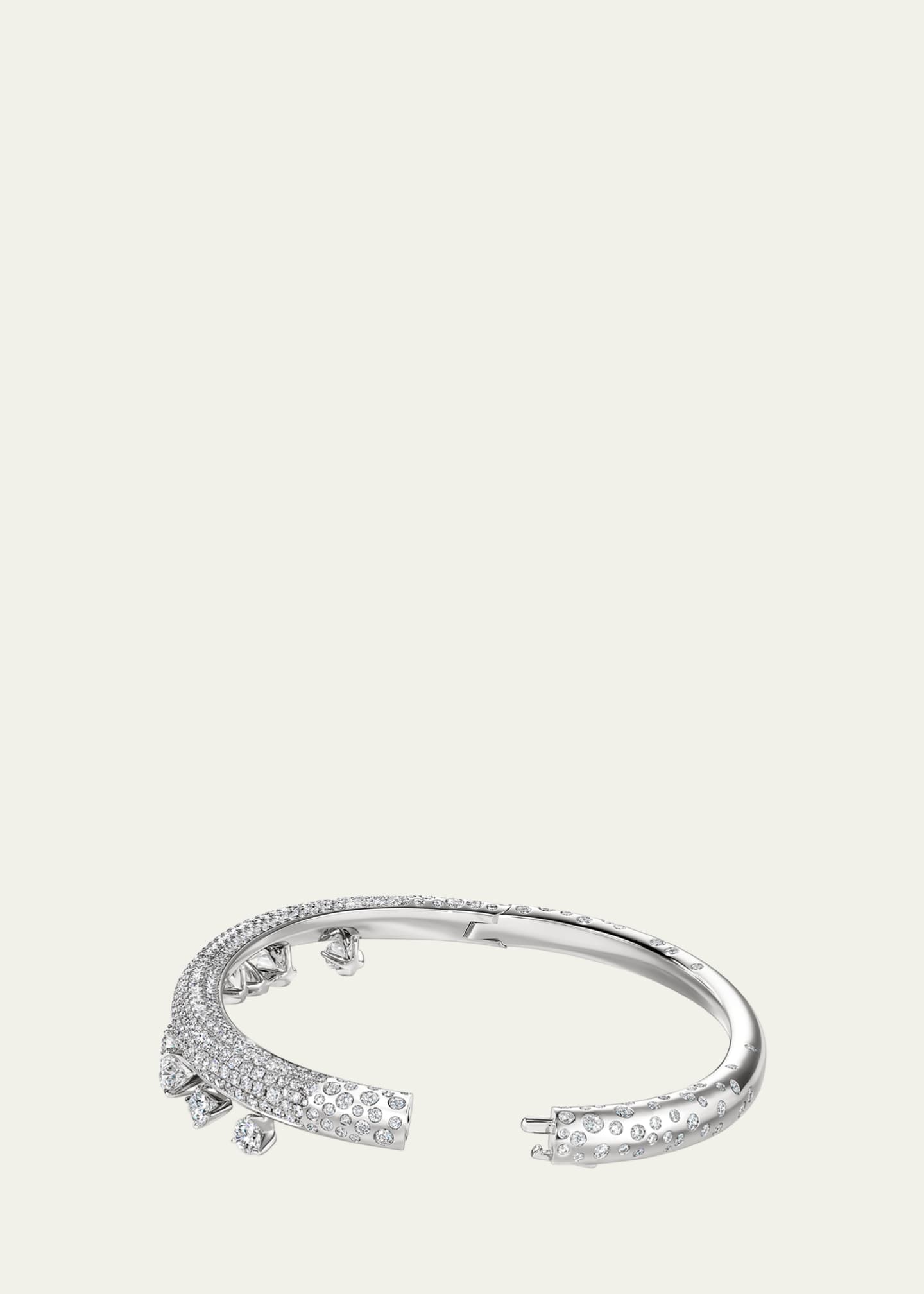 Hearts on Fire 18K White Gold Barre Pave Floating Diamond Bangle ...
