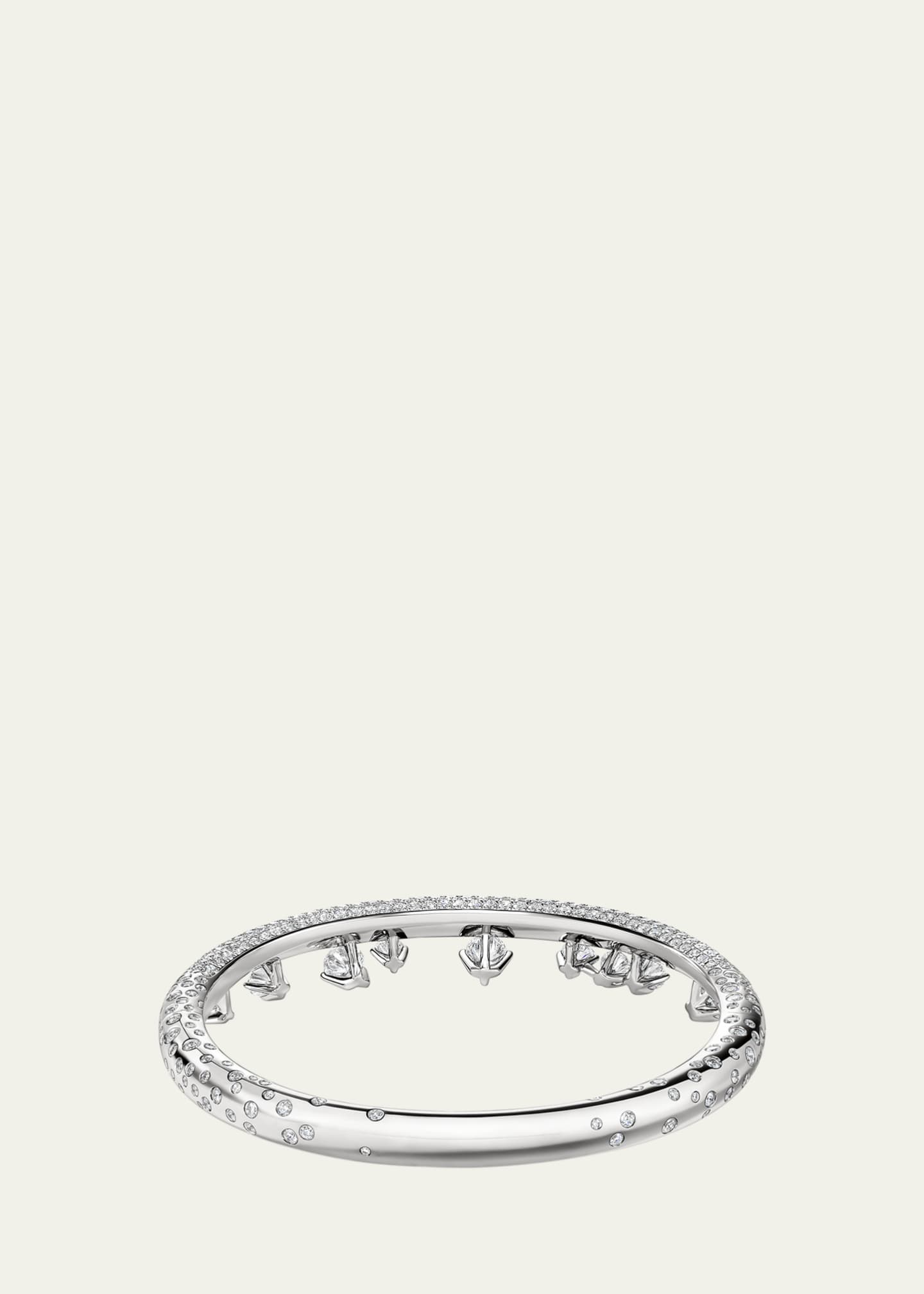 Hearts on Fire 18K White Gold Barre Pave Floating Diamond Bangle ...