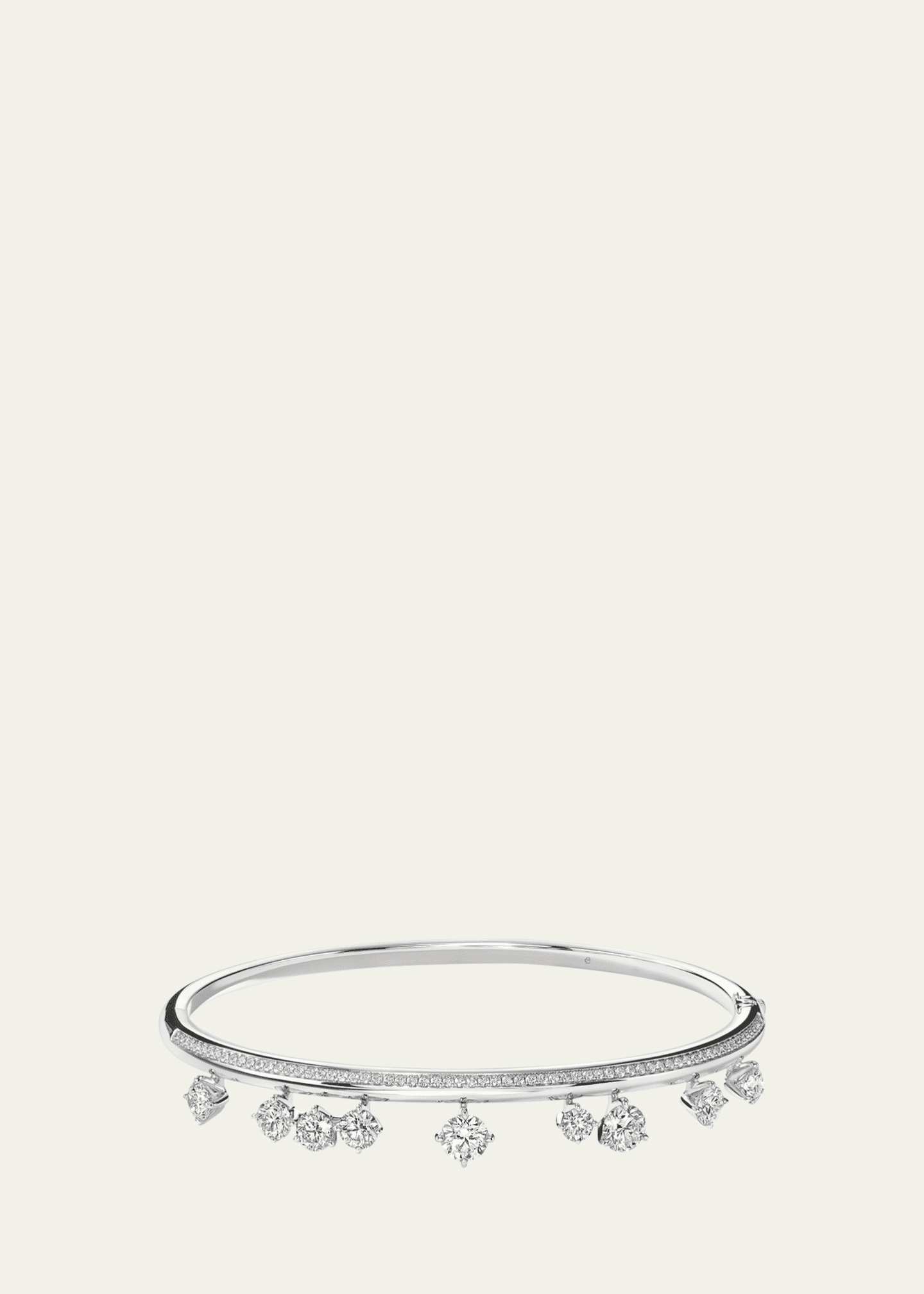 Hearts on Fire 18K White Gold Barre Floating Diamond Pave Bangle ...