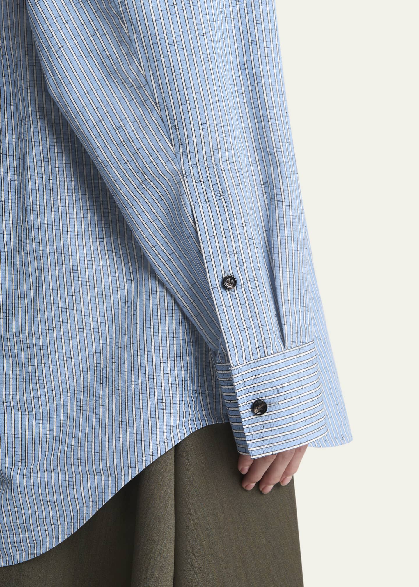 Bottega Veneta Stripe Irregular Cotton Linen Shirt - Bergdorf Goodman