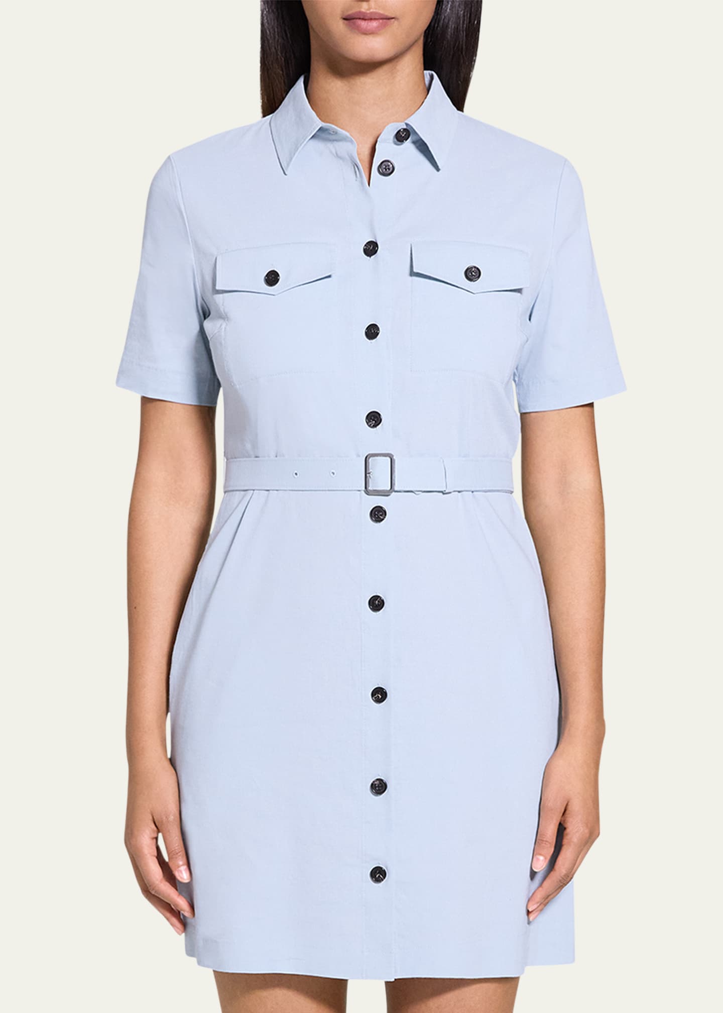 Theory Crunch Linen Military Shirtdress - Bergdorf Goodman
