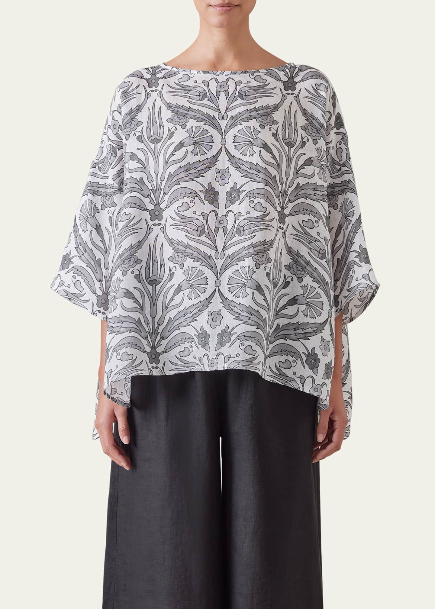 Eskandar Sloped Shoulder Wide A-Line Scoop Neck Top (Mid Length ...