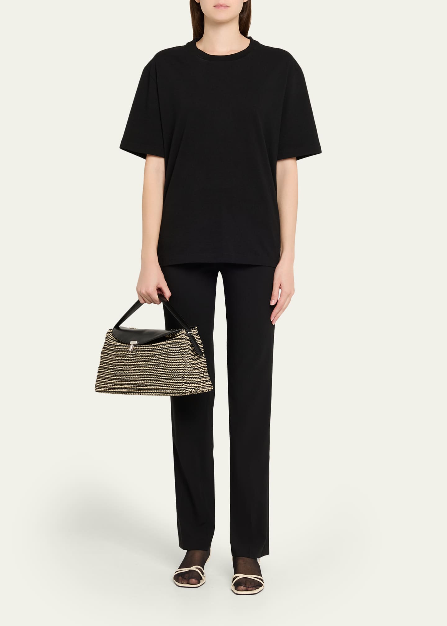 Toteme T Lock Woven Leather Top-Handle Bag - Bergdorf Goodman