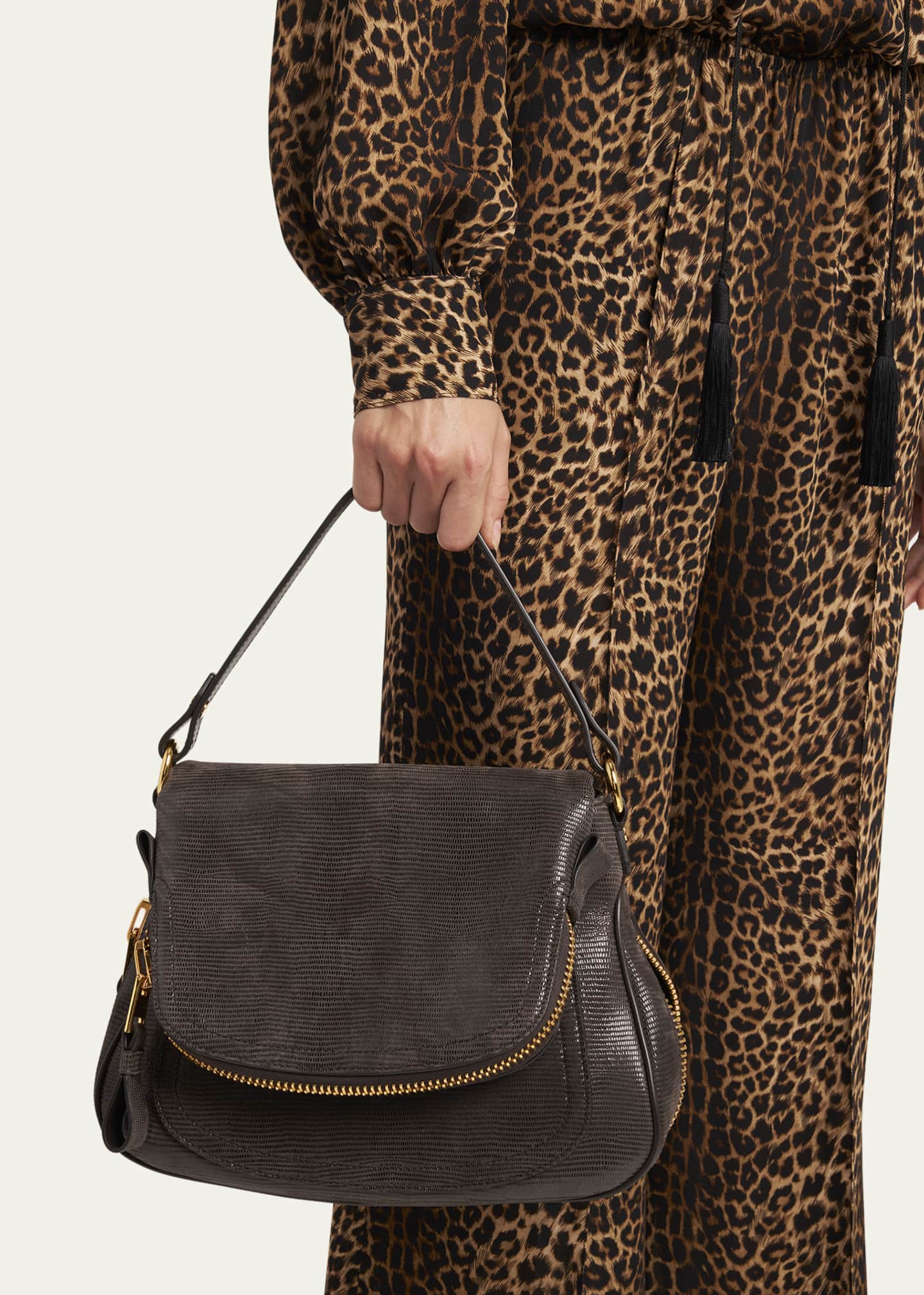 TOM FORD Jennifer Medium Shoulder Bag in Lizard-Embossed Leather ...