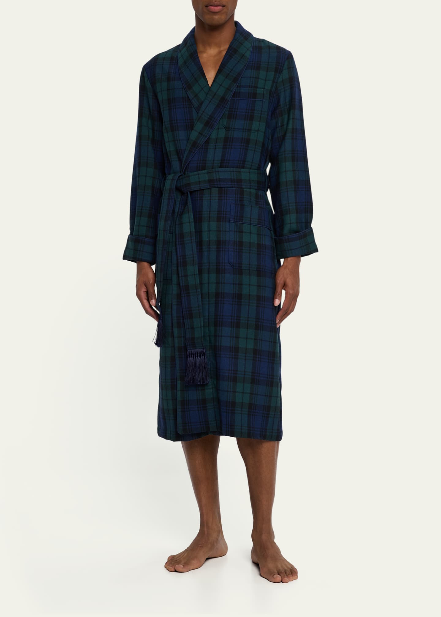 Derek Rose Men's Tartan Wool Bath Robe - Bergdorf Goodman
