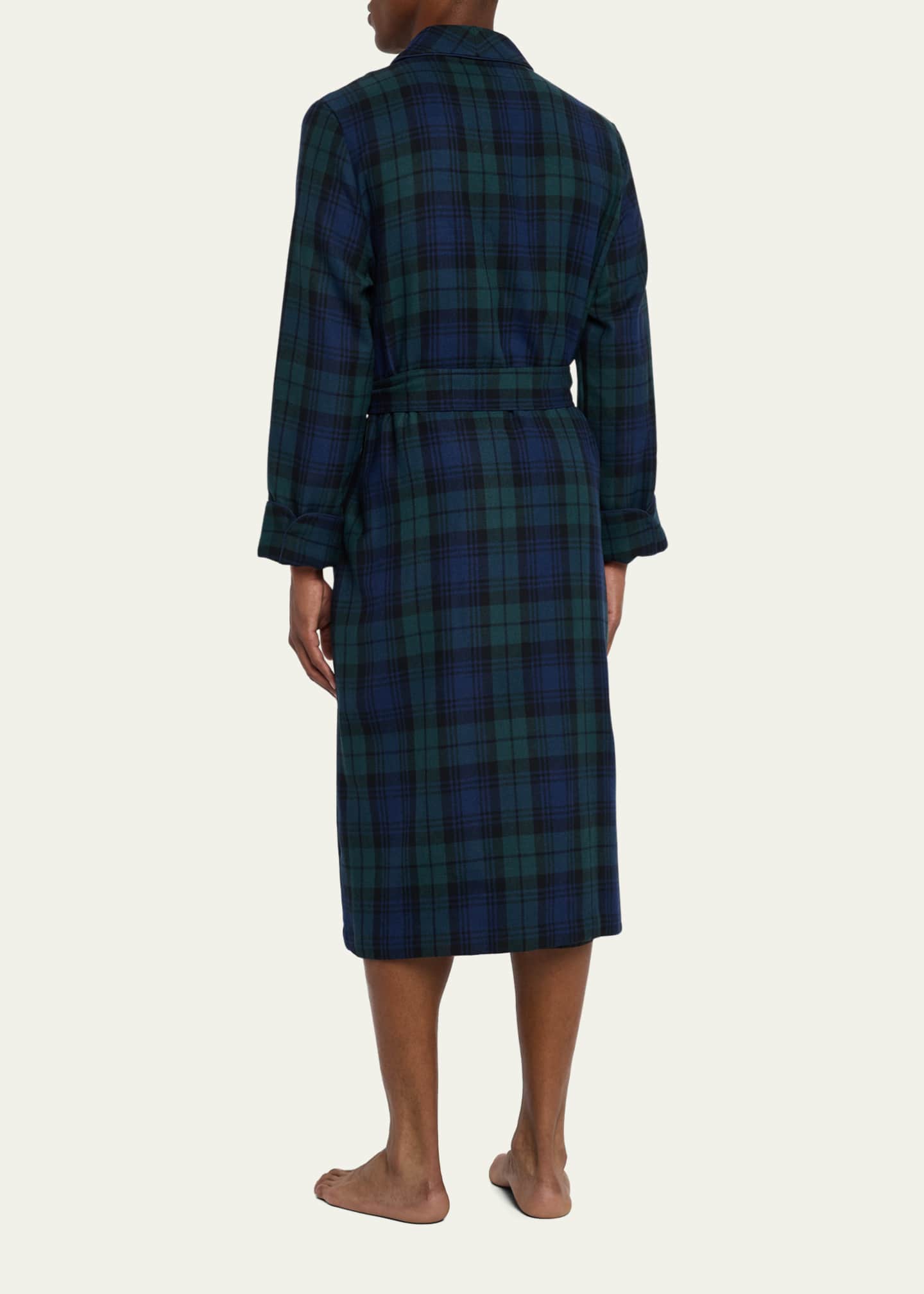 Derek Rose Men's Tartan Wool Bath Robe - Bergdorf Goodman