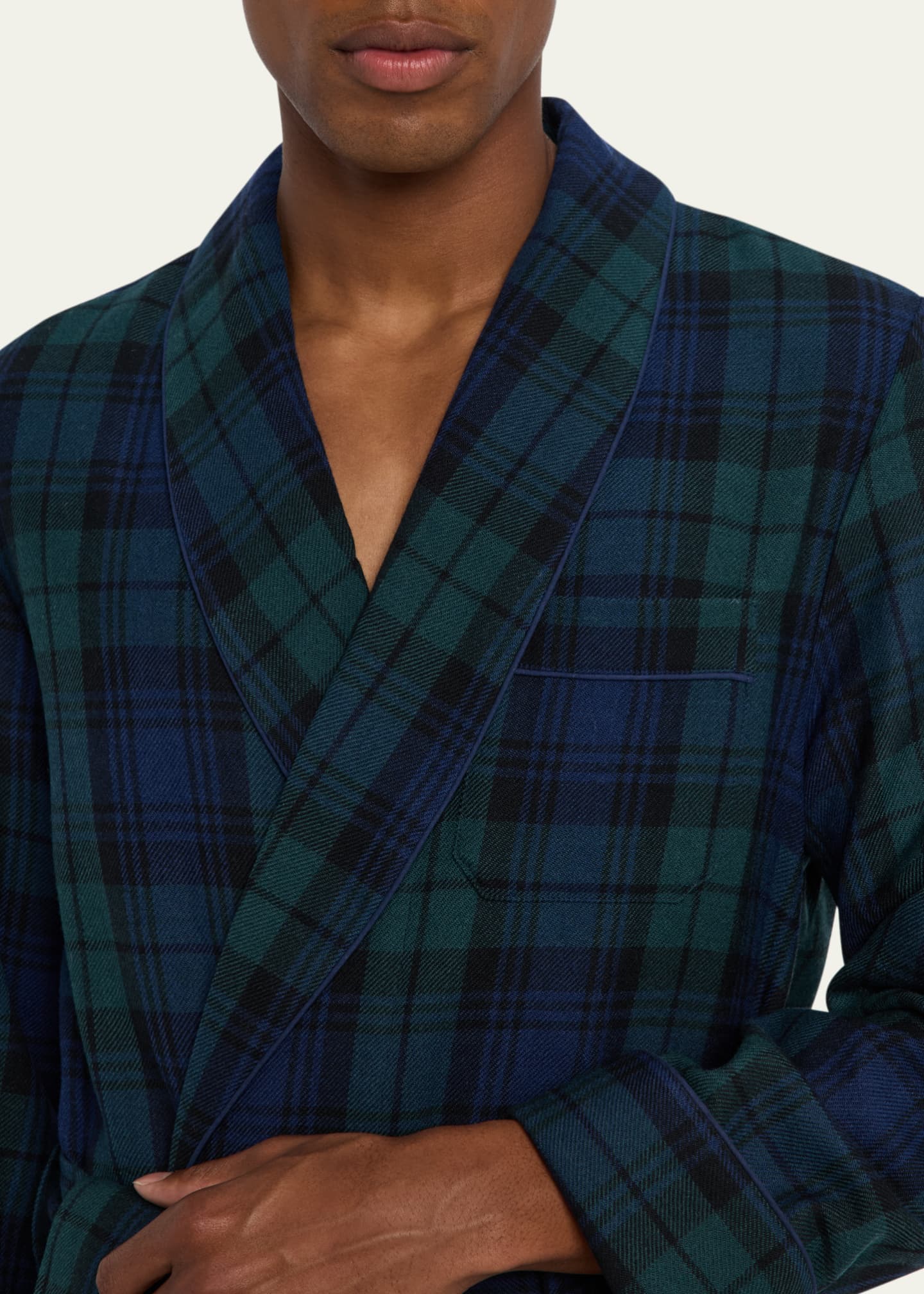 Derek Rose Men's Tartan Wool Bath Robe - Bergdorf Goodman