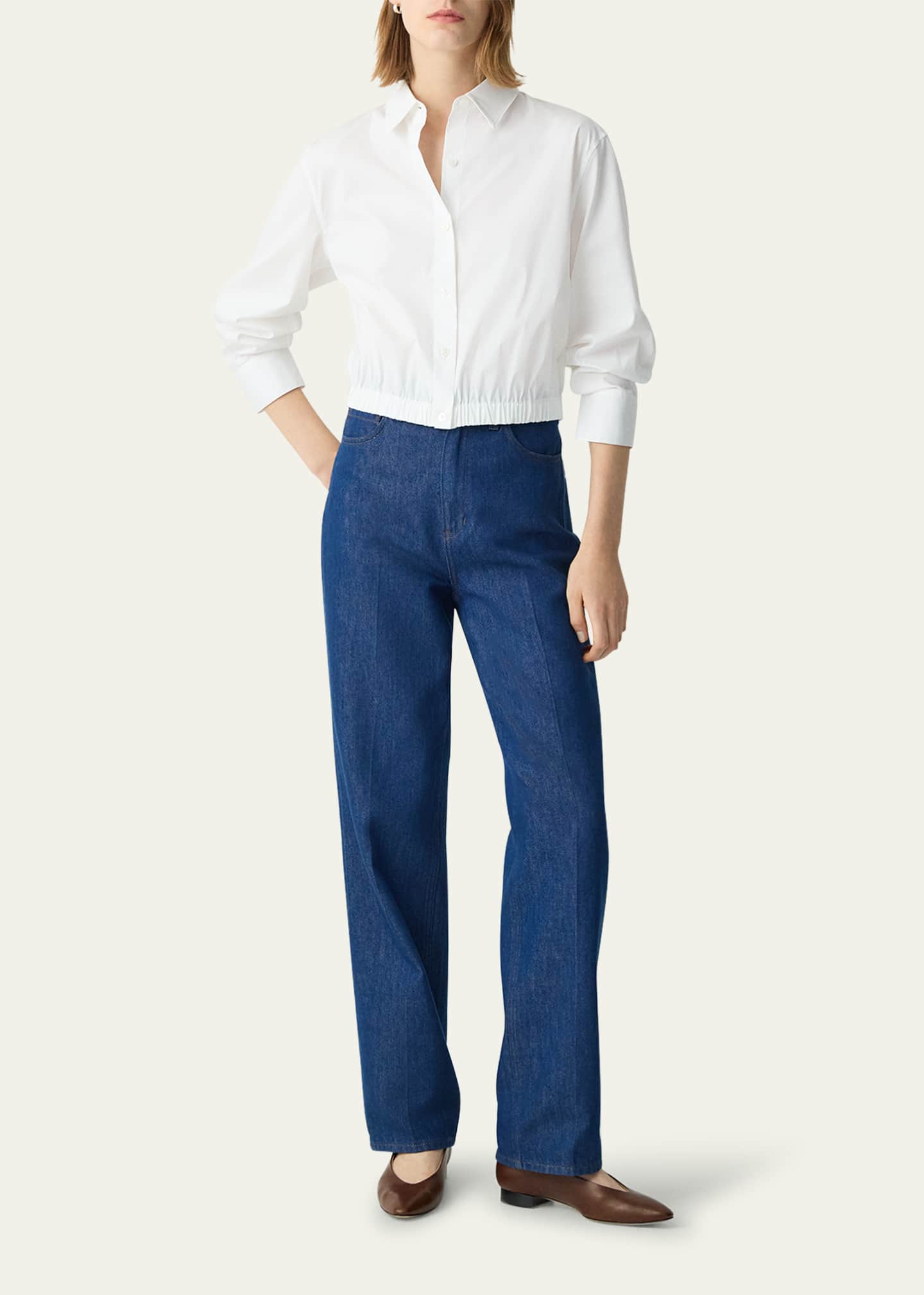 Theory Fixed-Sleeve Poplin Top - Bergdorf Goodman