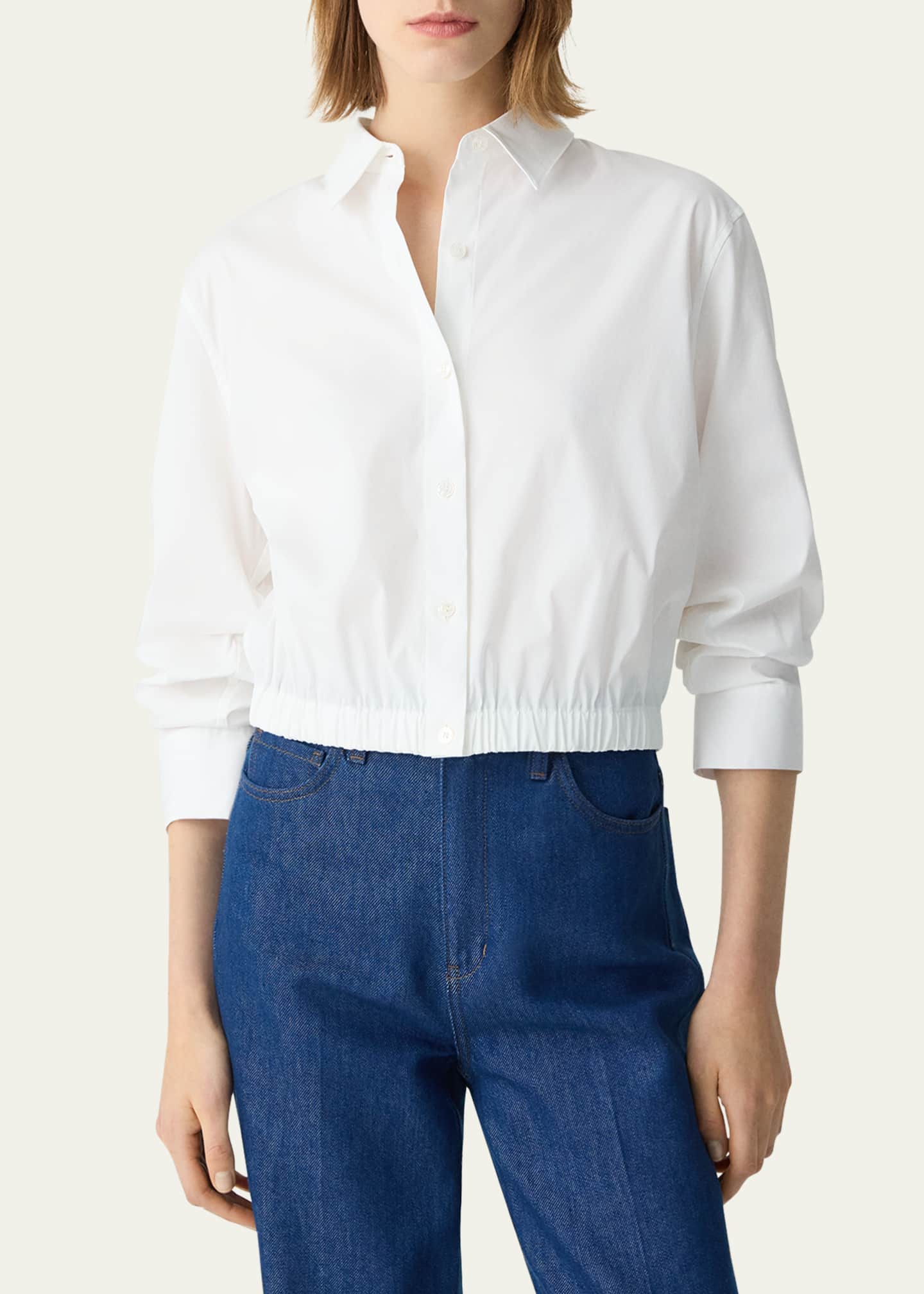 Theory Fixed-Sleeve Poplin Top - Bergdorf Goodman