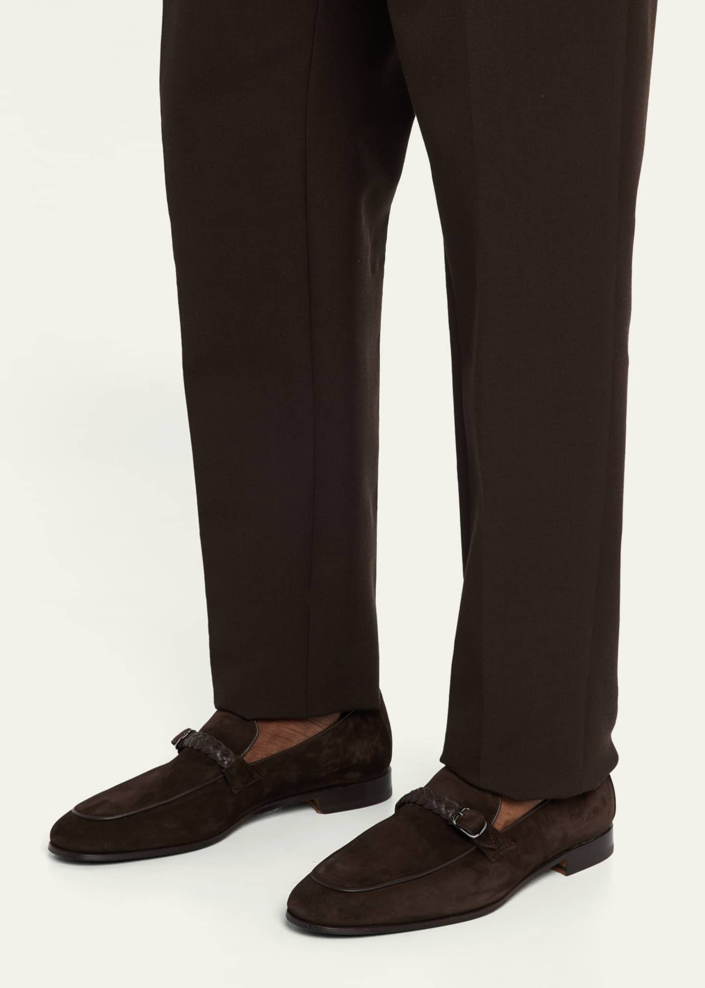 Kiton Men's Suede Braided Leather-Bit Loafers - Bergdorf Goodman