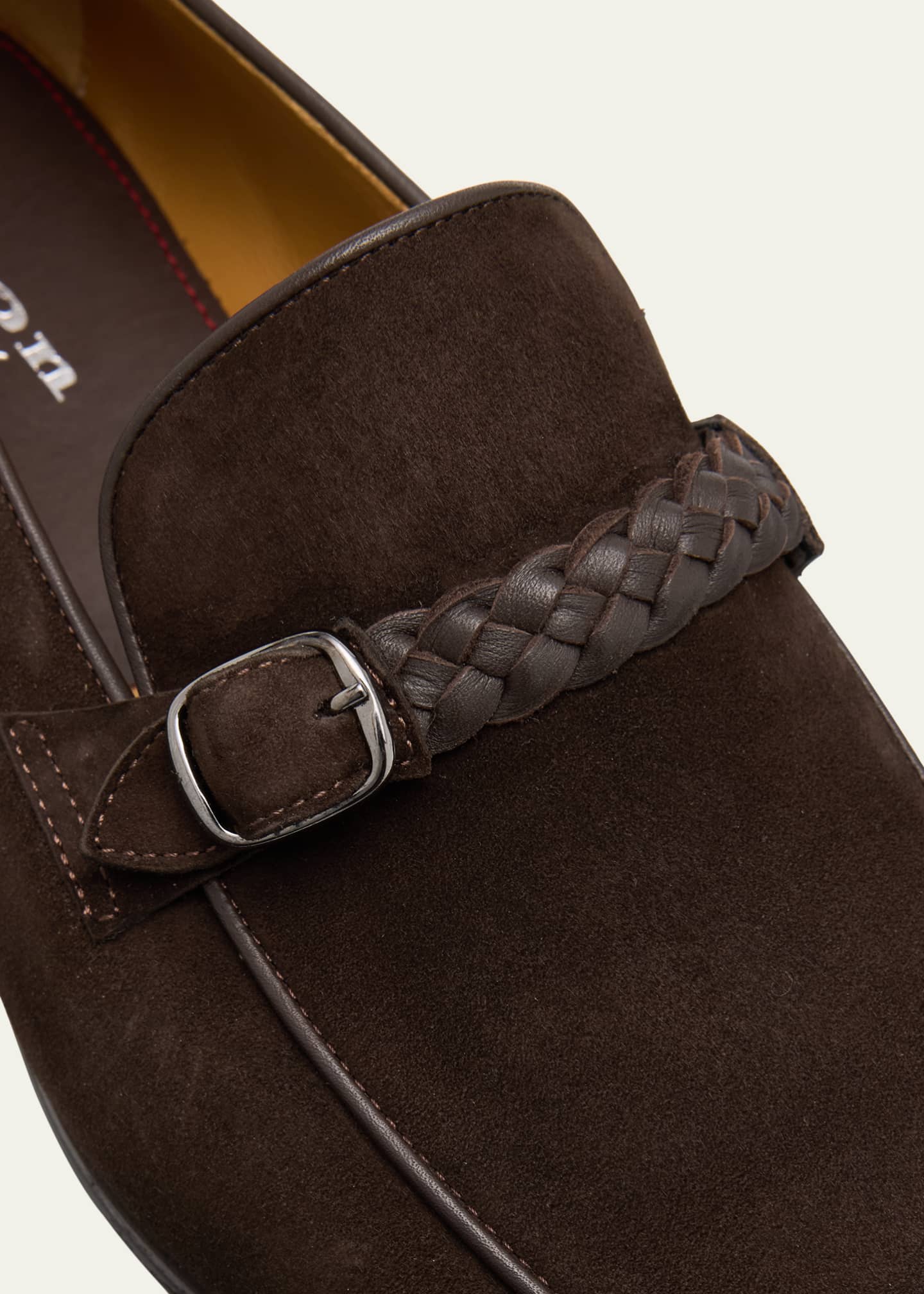 Kiton Men's Suede Braided Leather-Bit Loafers - Bergdorf Goodman
