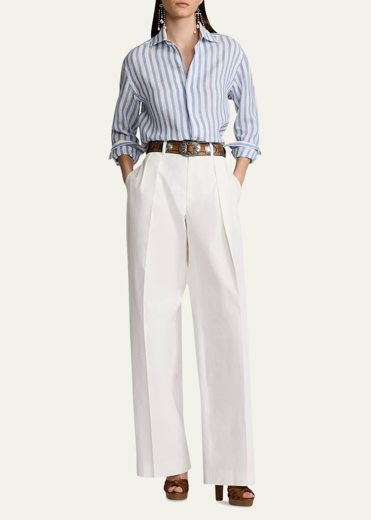 Ralph Lauren Collection Capri Striped Linen Shirt - Bergdorf Goodman