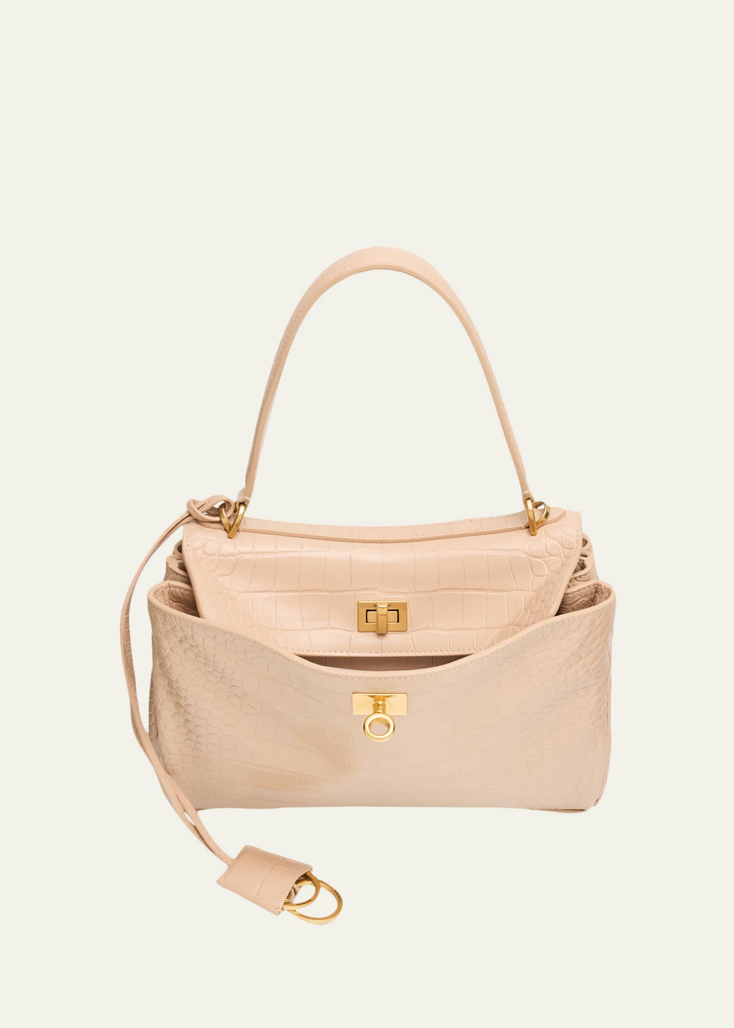 Balenciaga Rodeo Small Croc-Embossed Top-Handle Bag - Bergdorf Goodman