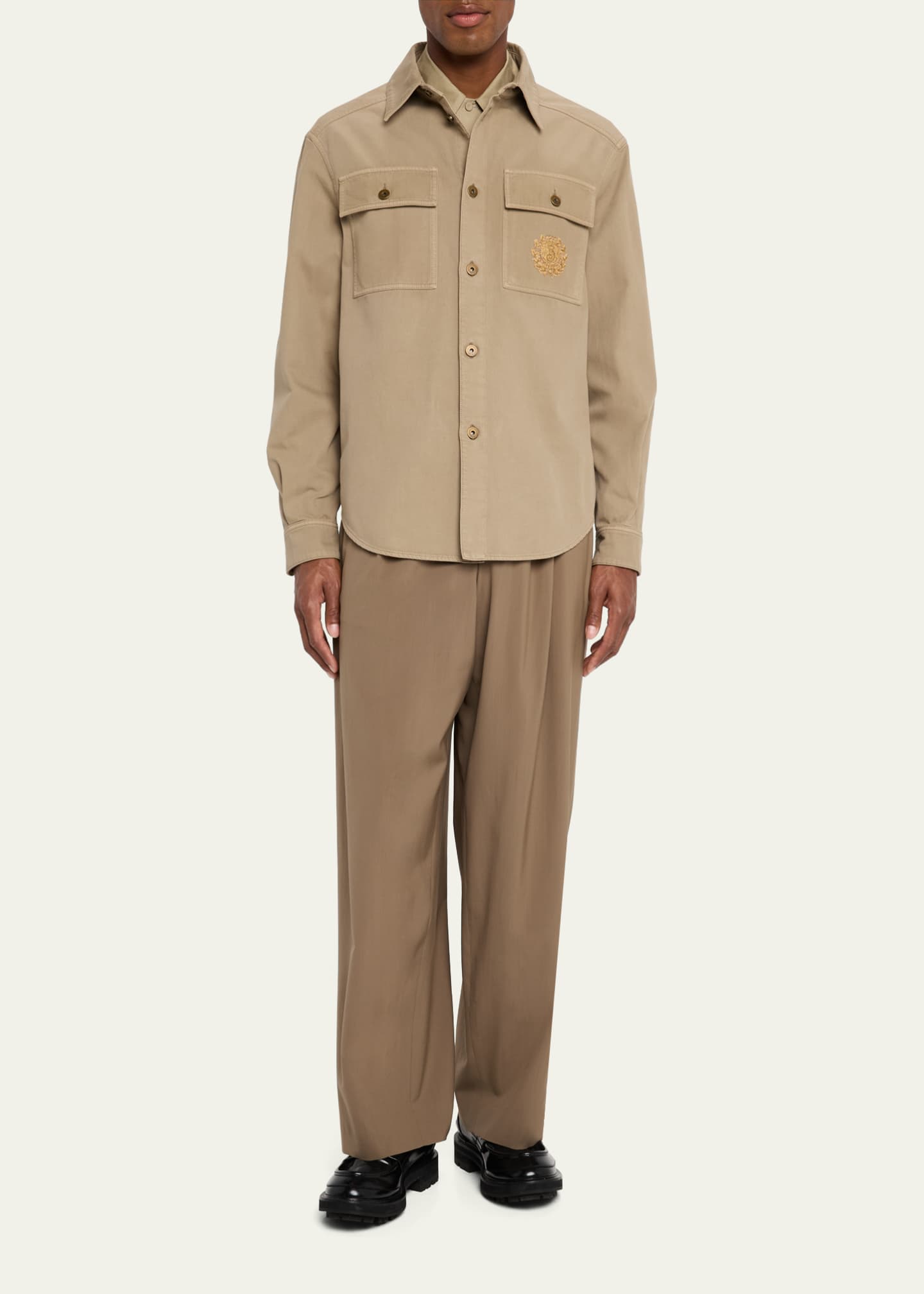 Burberry Men's Twill Crest Overshirt - Bergdorf Goodman